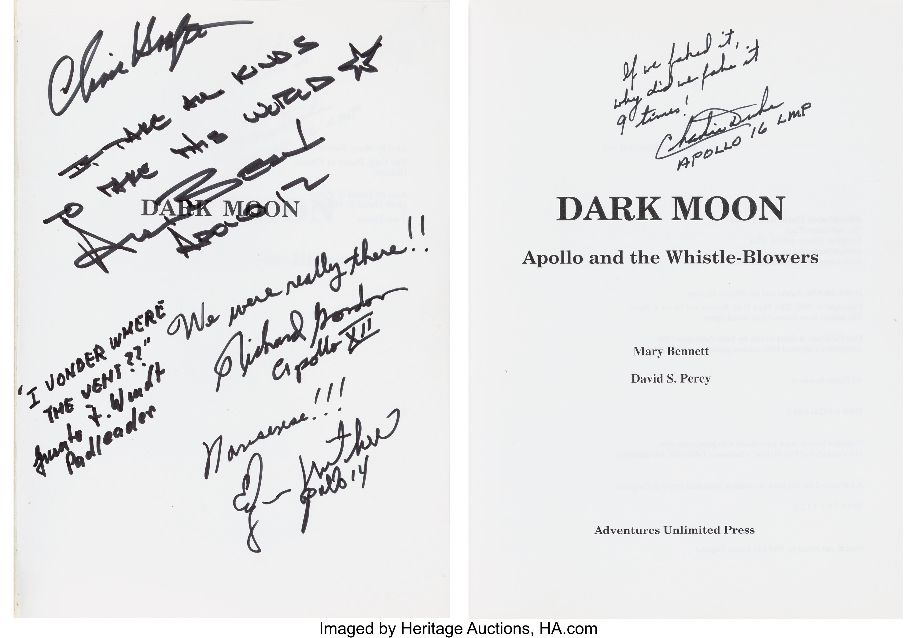 May Bennett and David S. Percy Book: Dark Moon. Apollo And The | Lot ...