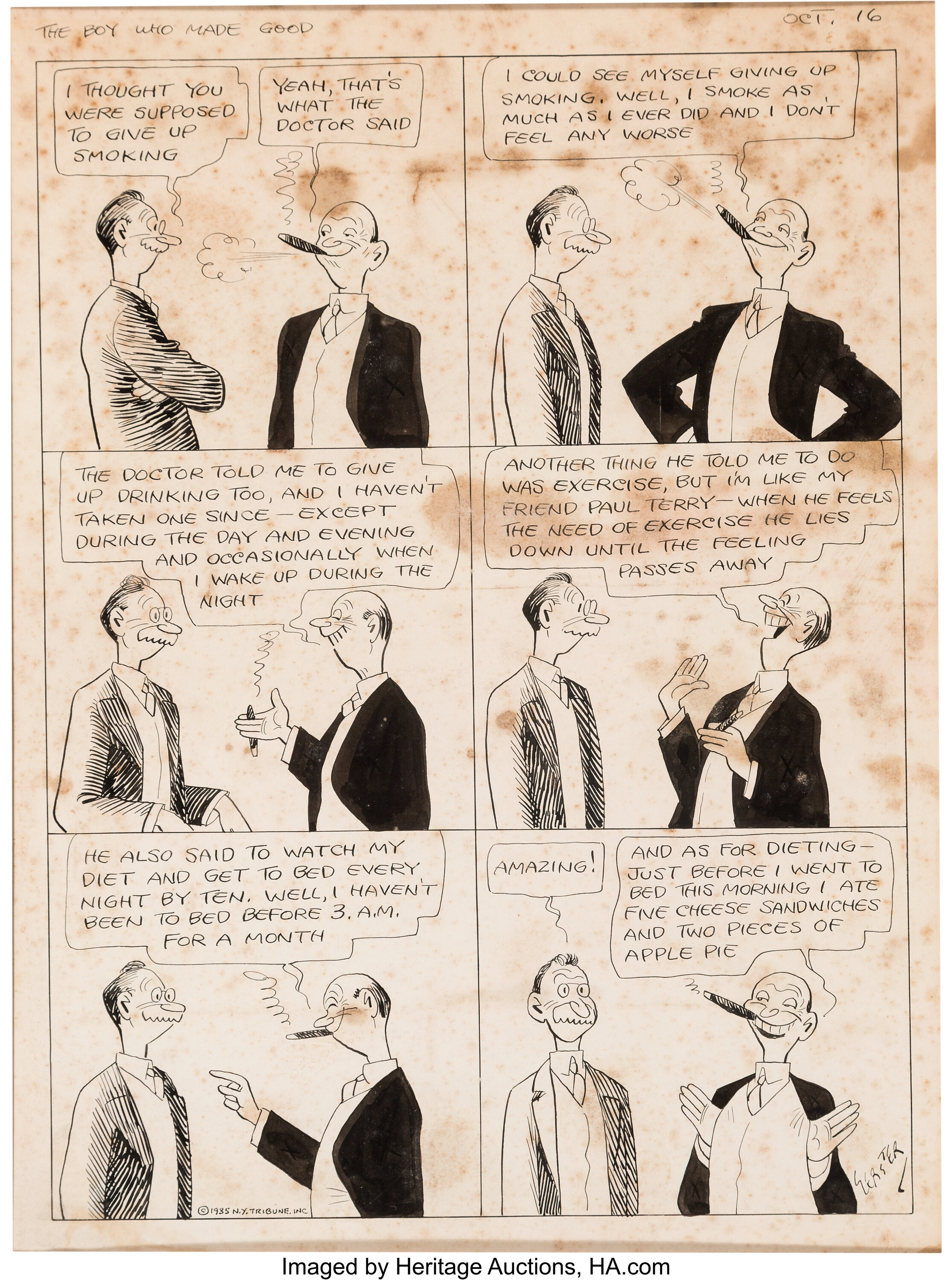 H. T. Webster "The Boy Who Made Good" Comic Strip (NY Tribune | Lot ...