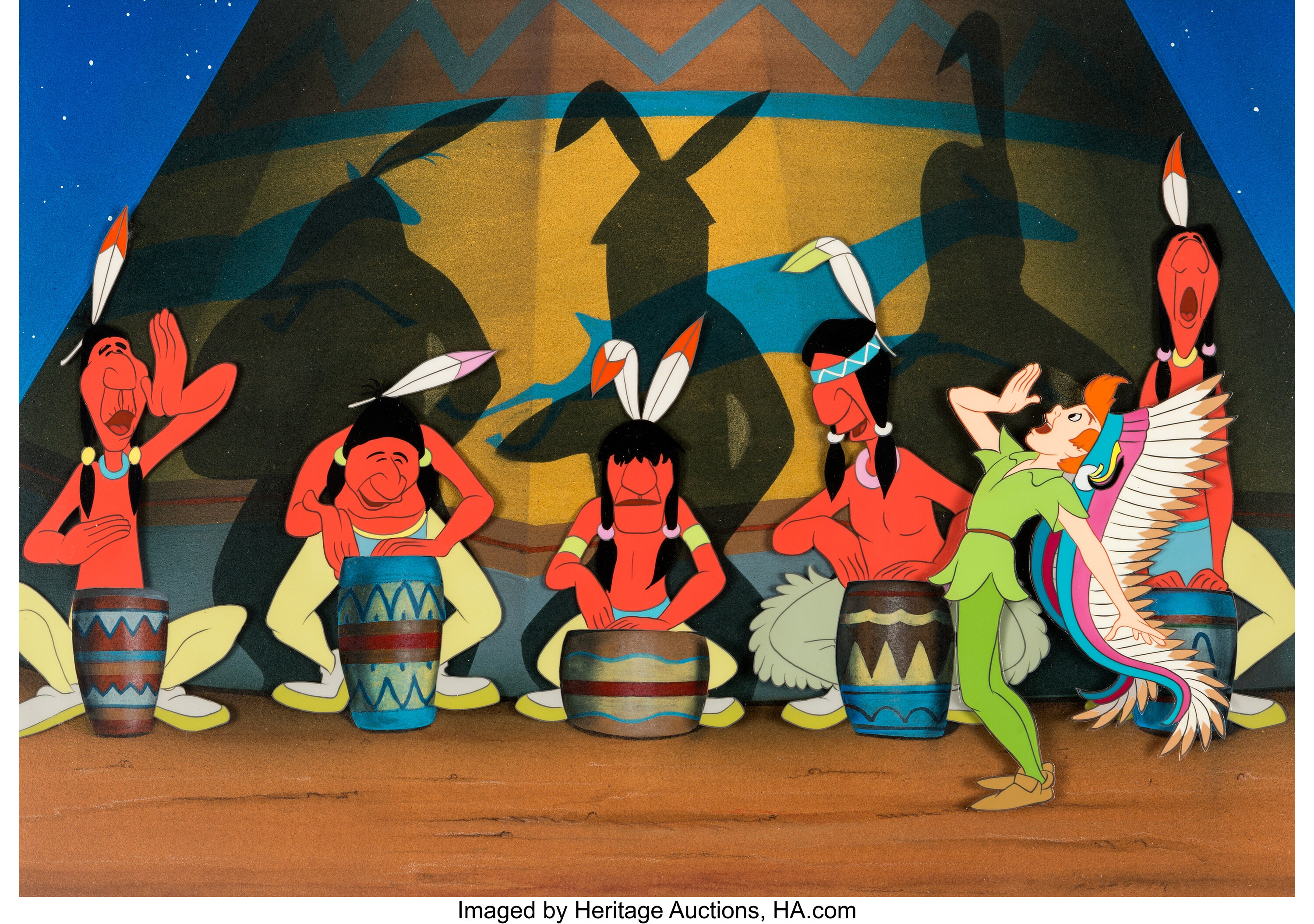 Peter Pan Production Cel with Painted Background (Walt Disney, | Lot ...