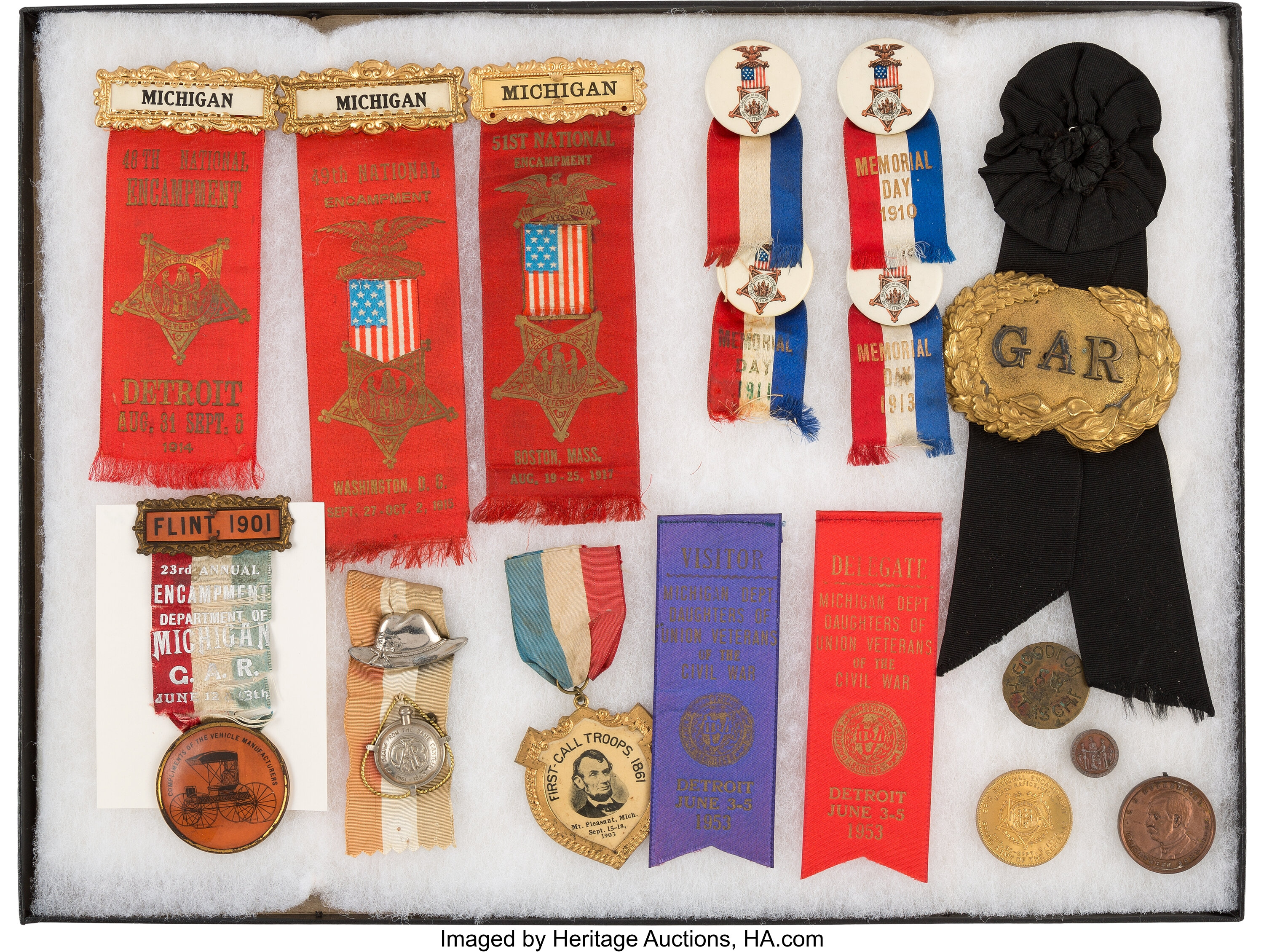 Collection of Michigan G.A.R. Badges.. ... Military & Patriotic | Lot ...