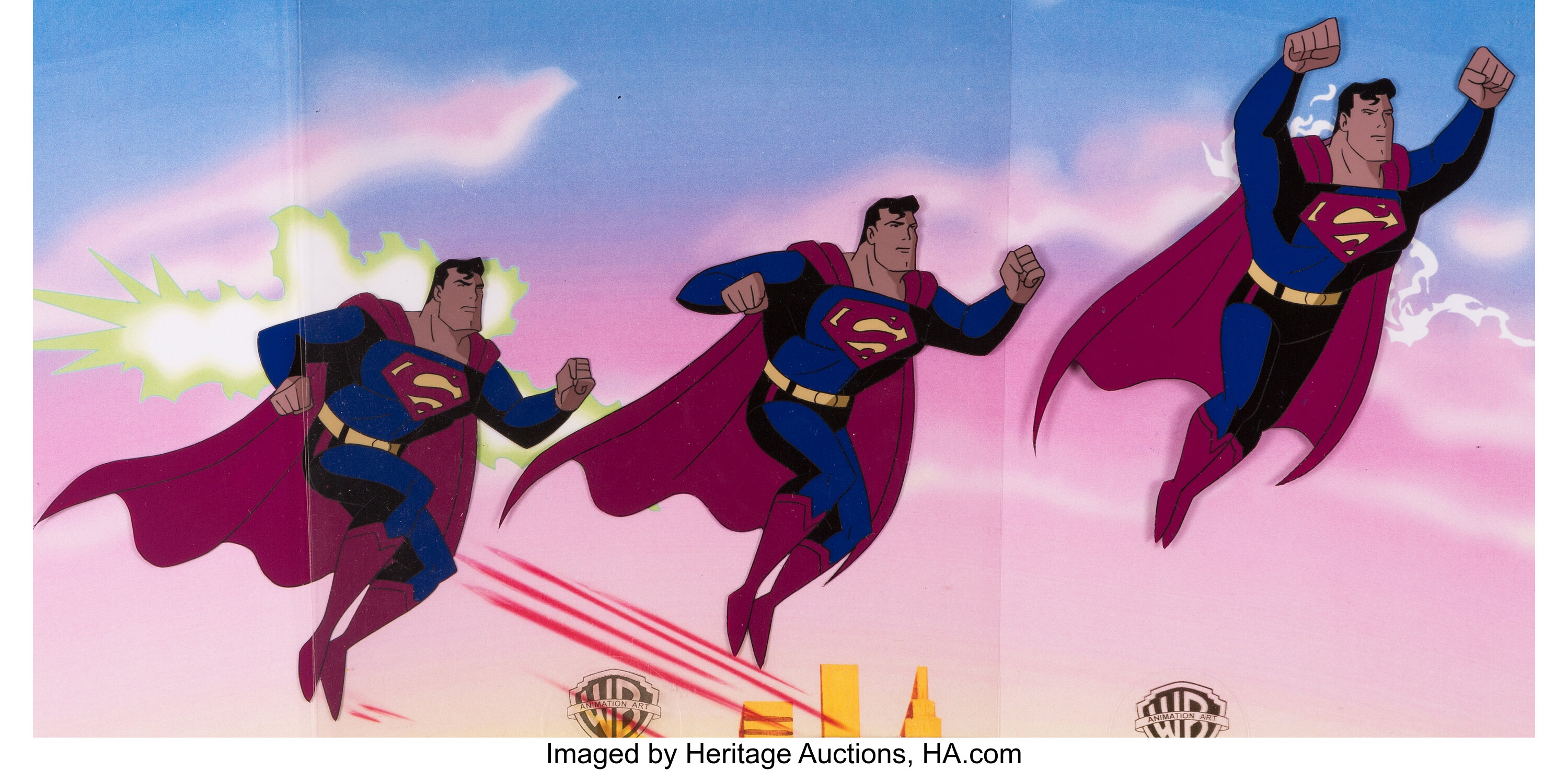 Superman: The Animated Series Superman Production Cel Sequence of 3 ...