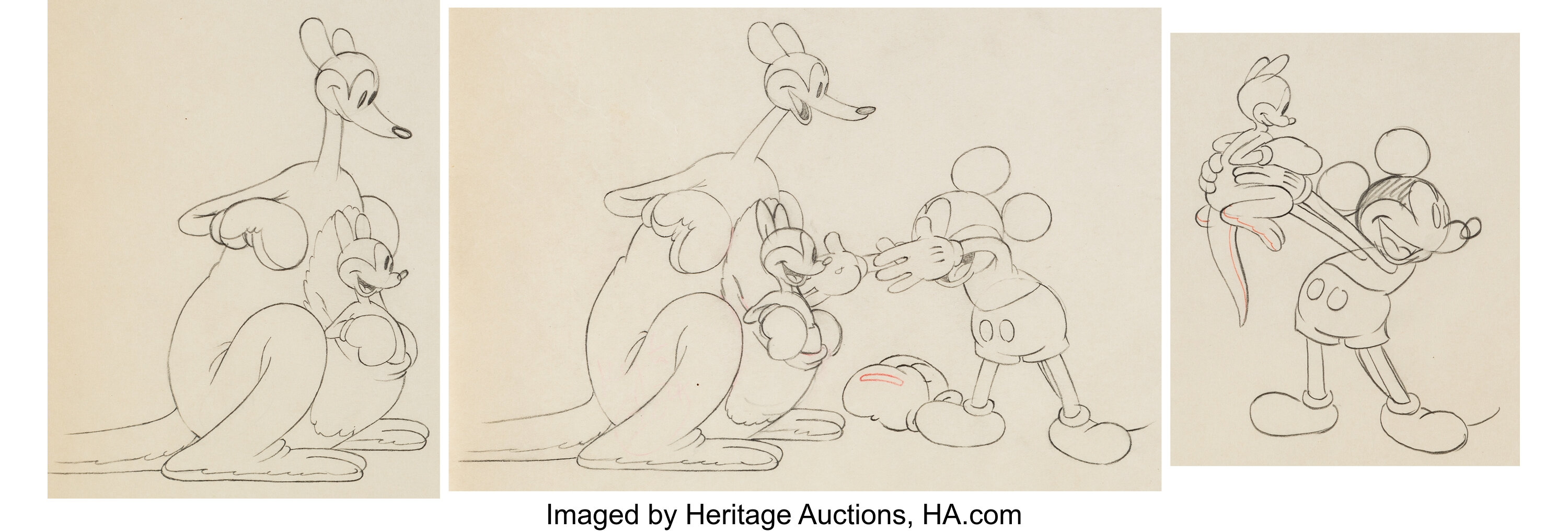 Mickey's Kangaroo Mickey Mouse Animation Drawing Sequence of 3 | Lot ...
