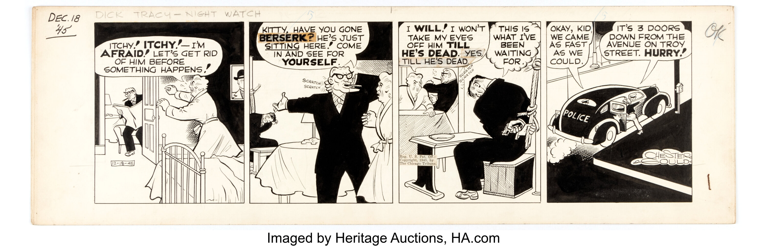 Chester Gould Dick Tracy Daily Comic Strip Original Art dated | Lot ...