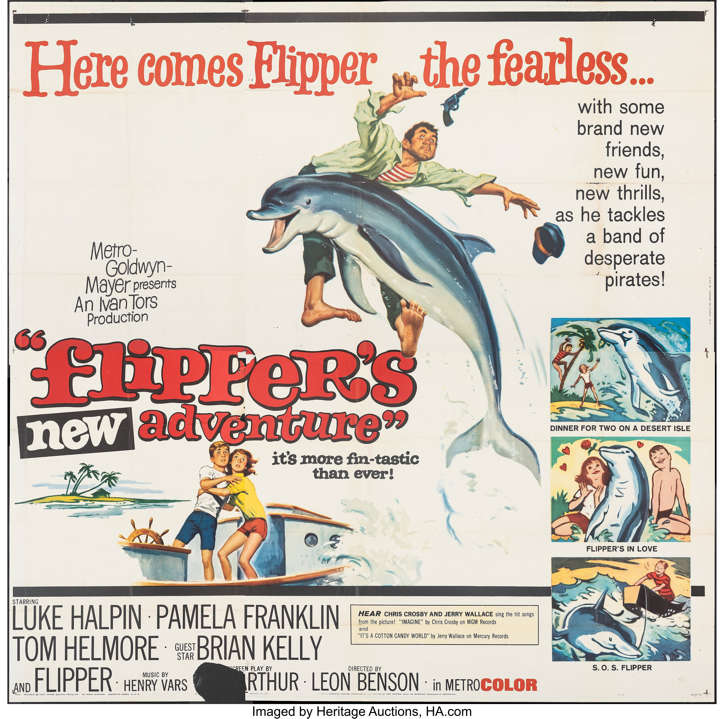 Flipper's New Adventure (MGM, 1964). Folded, Fine+. Six Sheet (79 ...