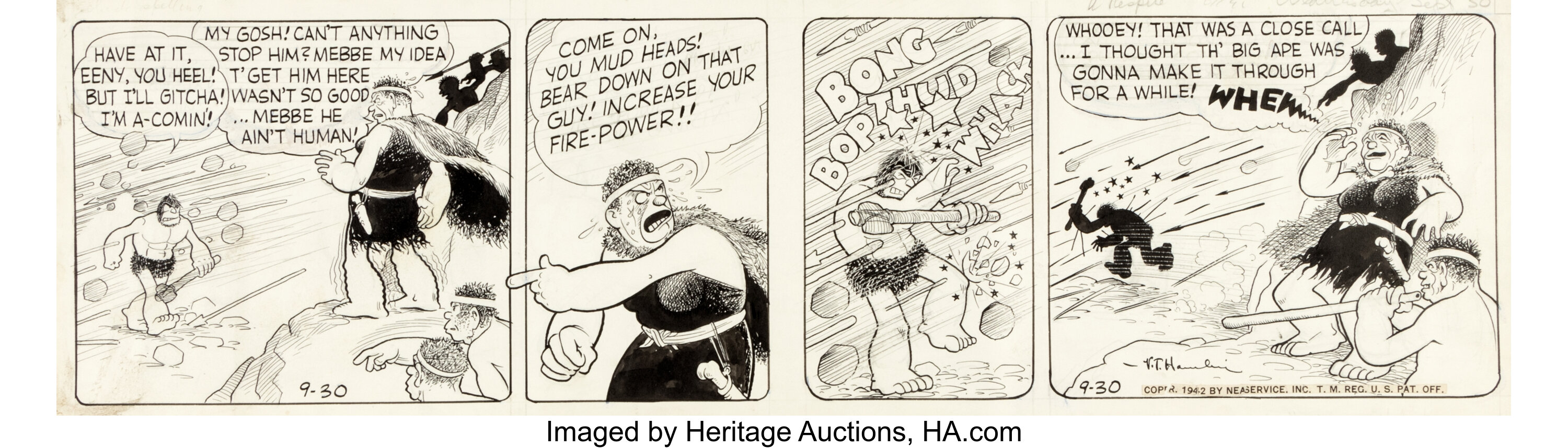 V.T. Hamlin Alley Oop Daily Comic Strip Original Art dated 9-30-42 ...