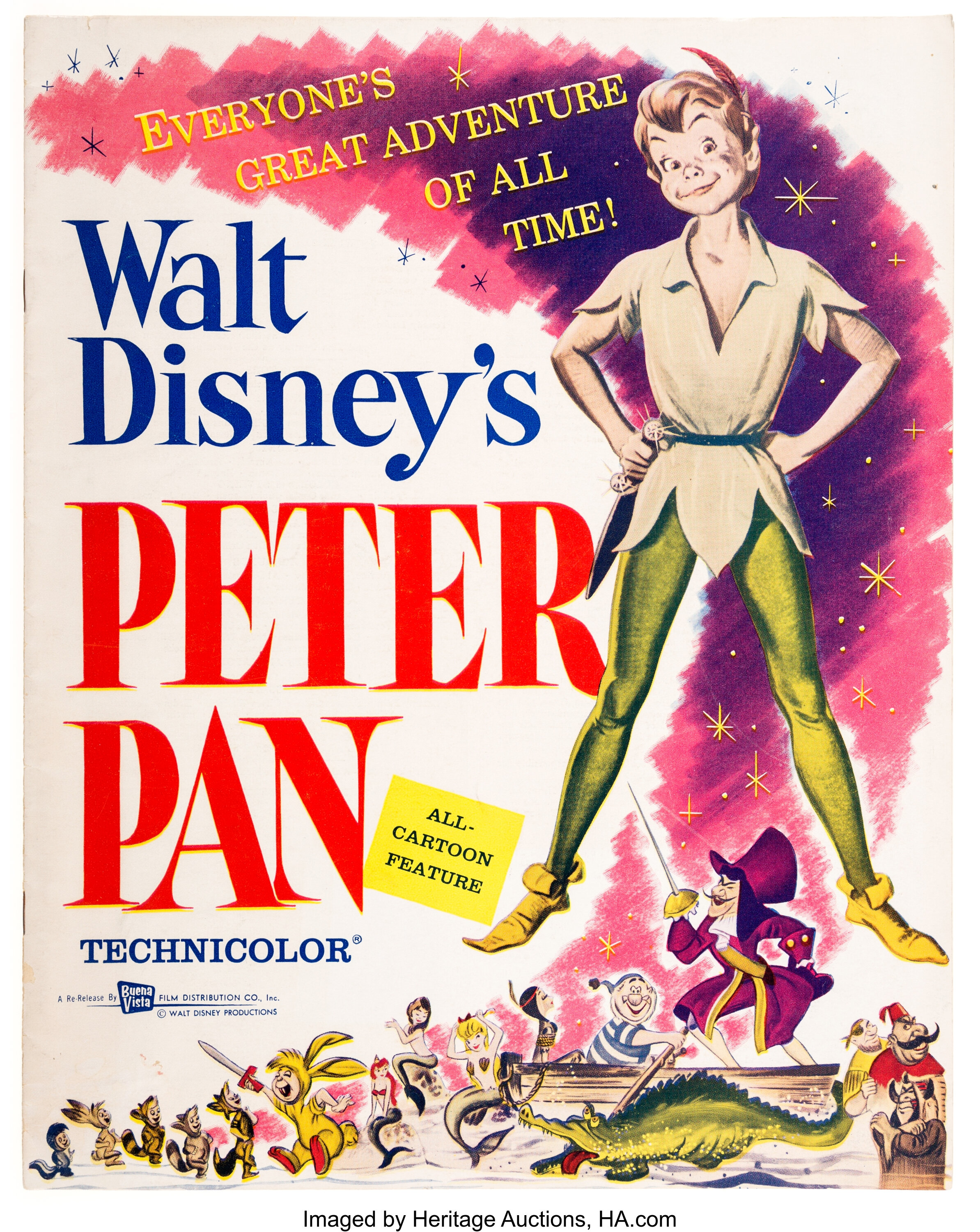 Peter Pan Reissue Pressbook and The Three Caballeros Reissue Poster ...