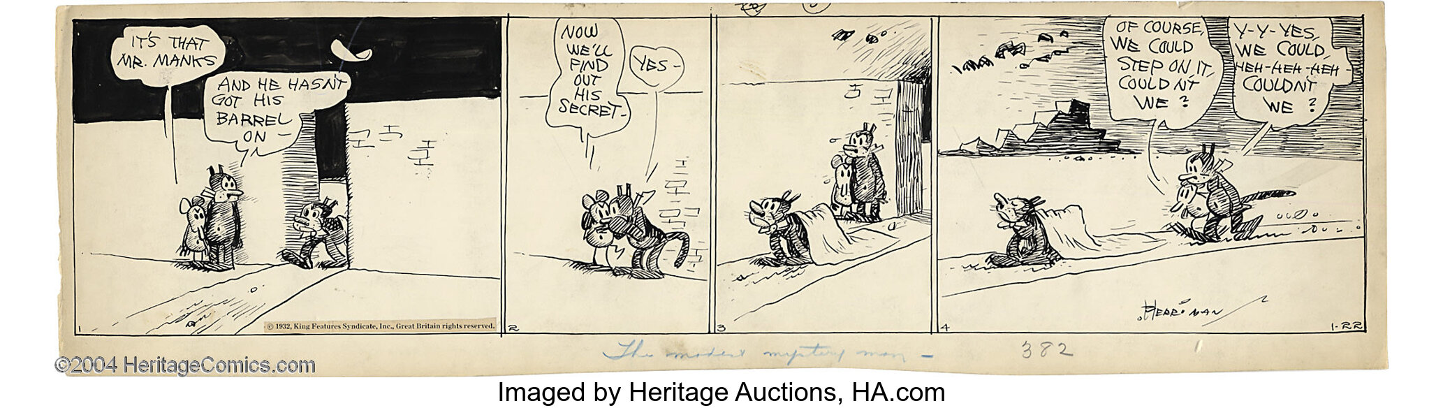George Herriman - Krazy Kat Daily Comic Strip Original Art, dated | Lot ...
