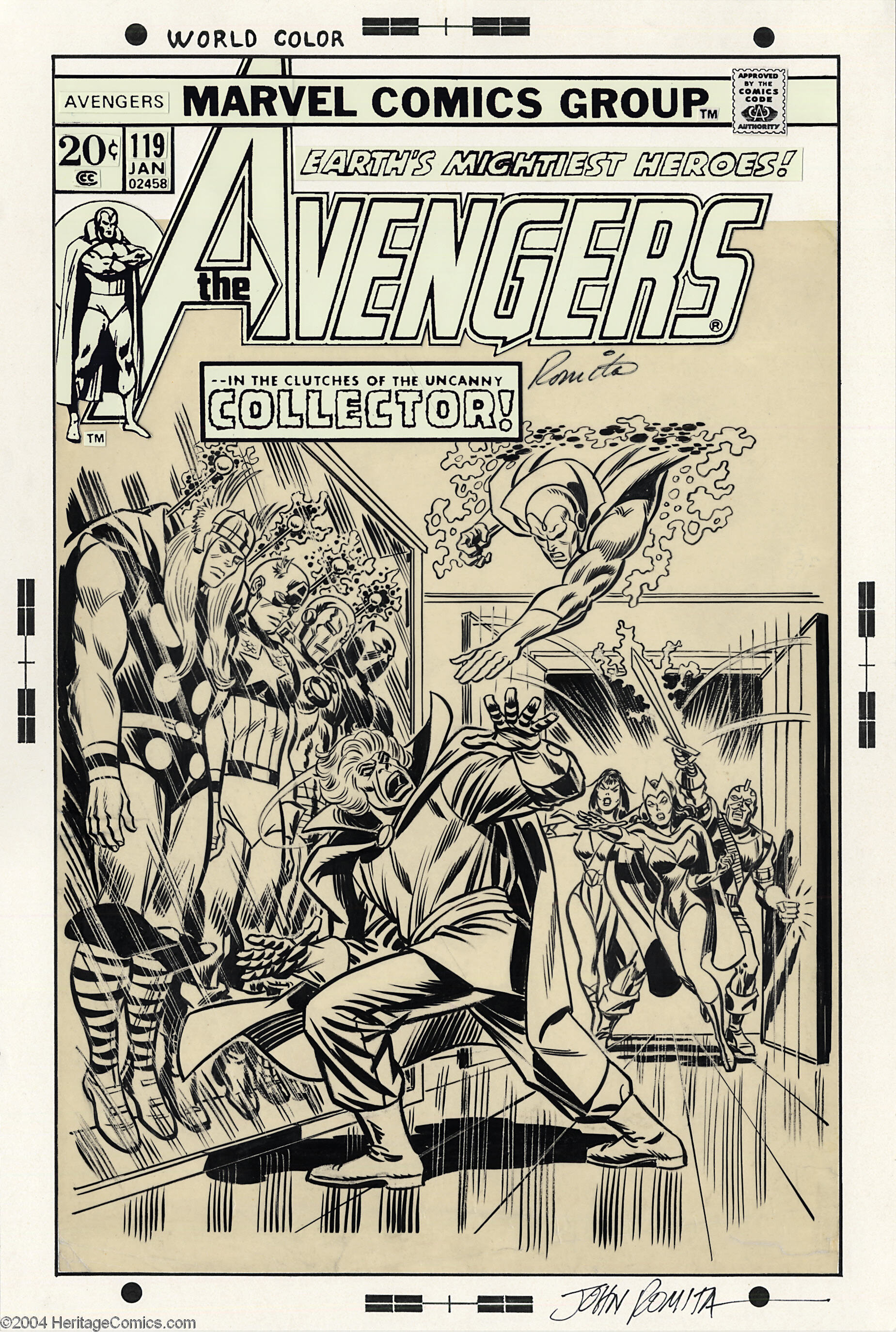 John Romita Sr. - The Avengers #119 Cover Original Art (Marvel, | Lot ...