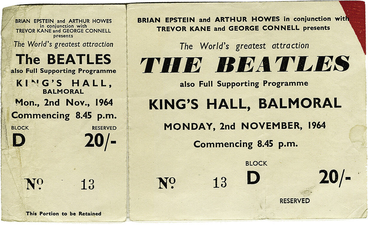 Beatles King's Hall Concert Ticket. An used ticket from their | Lot ...