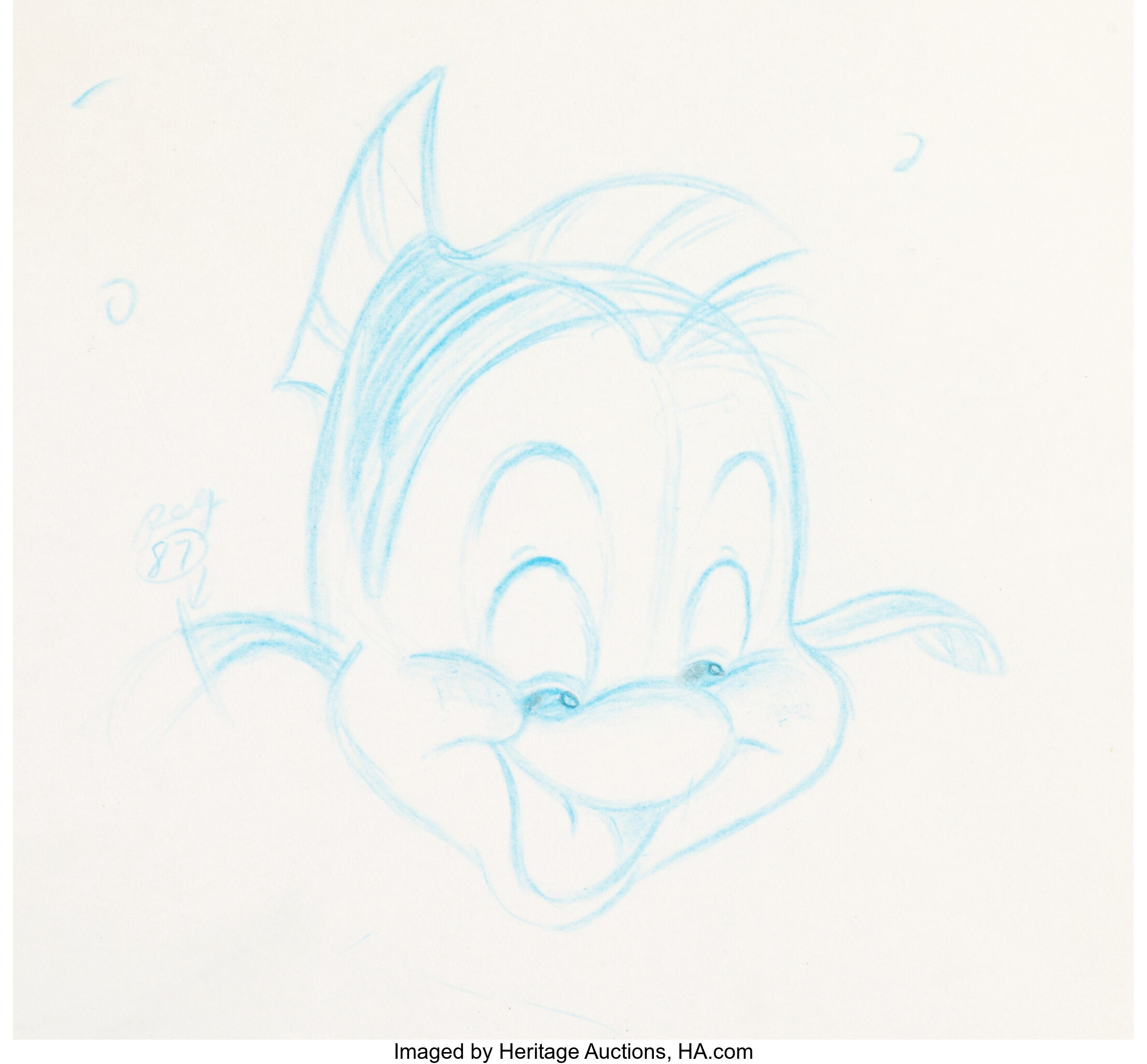 The Little Mermaid Flounder Animation Drawings Group of 5 (Walt | Lot ...