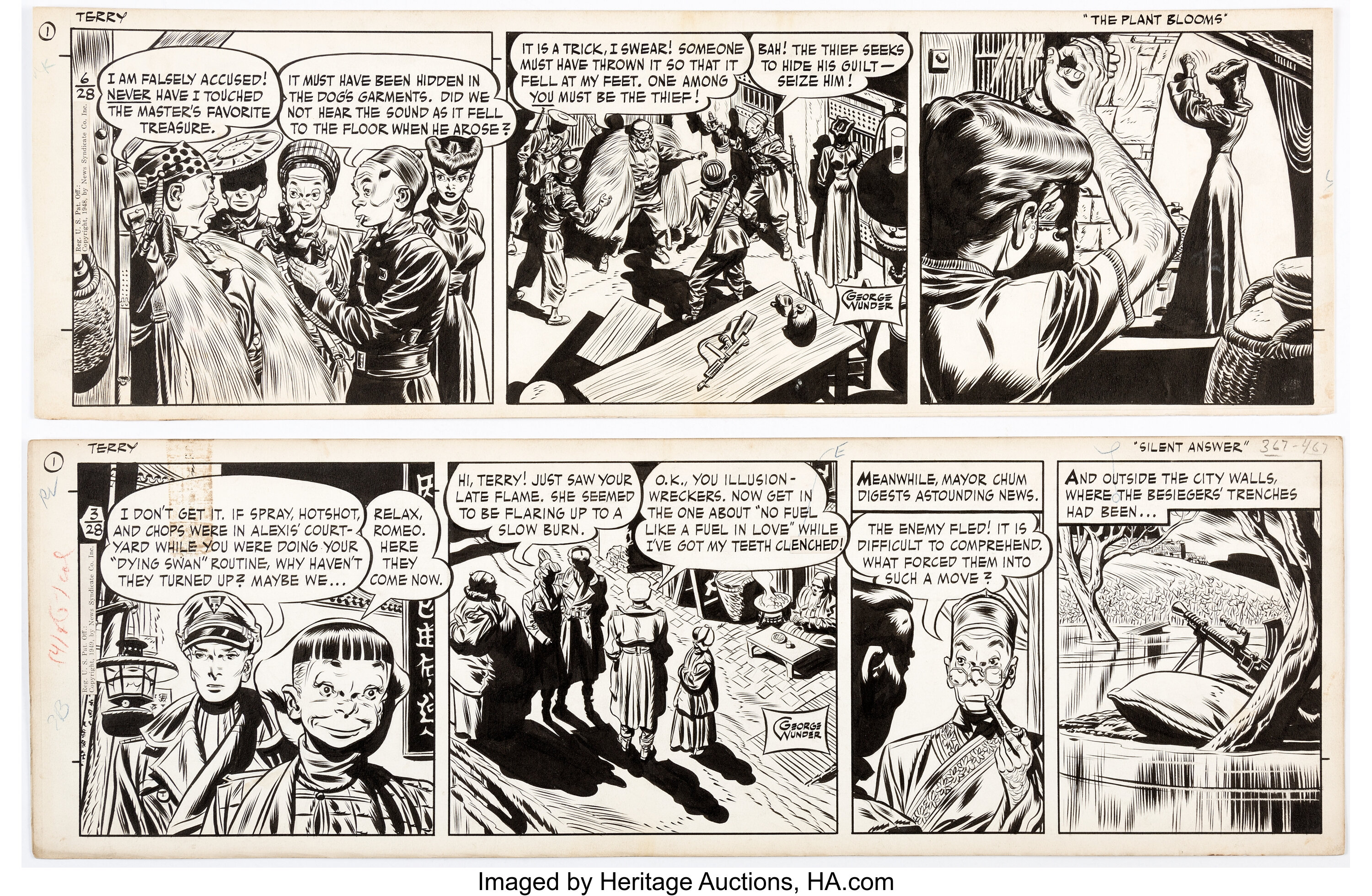 George Wunder Terry and the Pirates Daily Comic Strip Original Art ...
