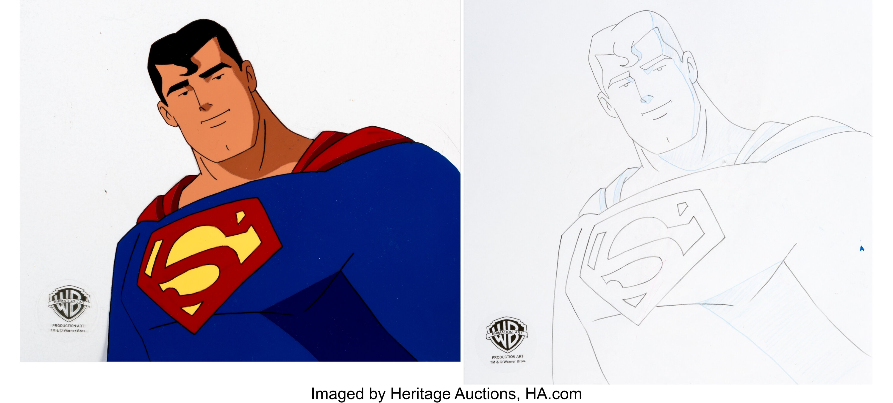 Superman: The Animated Series Production Cel and Animation Drawing ...