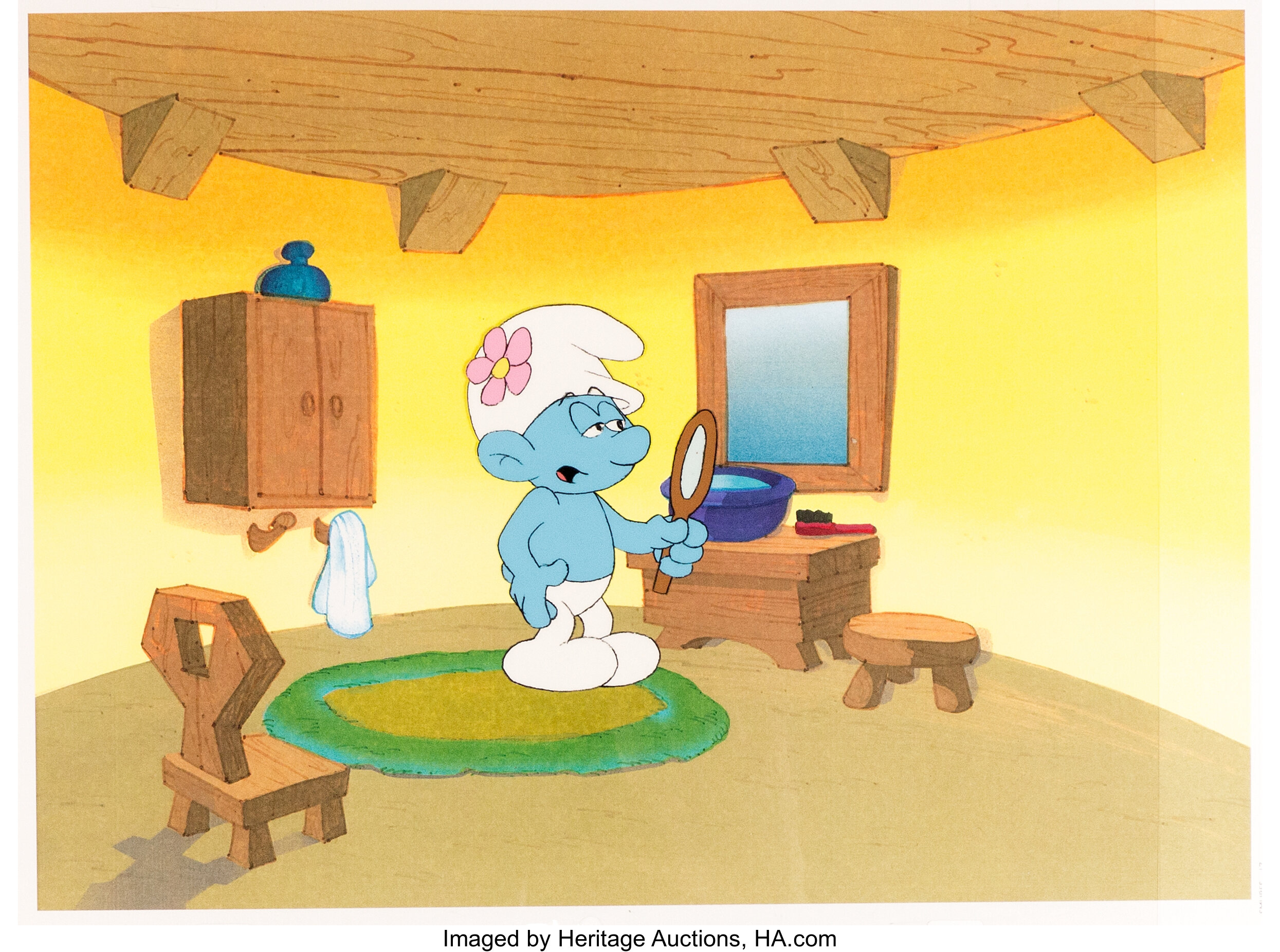 The Smurfs, Vanity Smurf Cellulo de Production (Hanna-Barbera, C. | Lot ...
