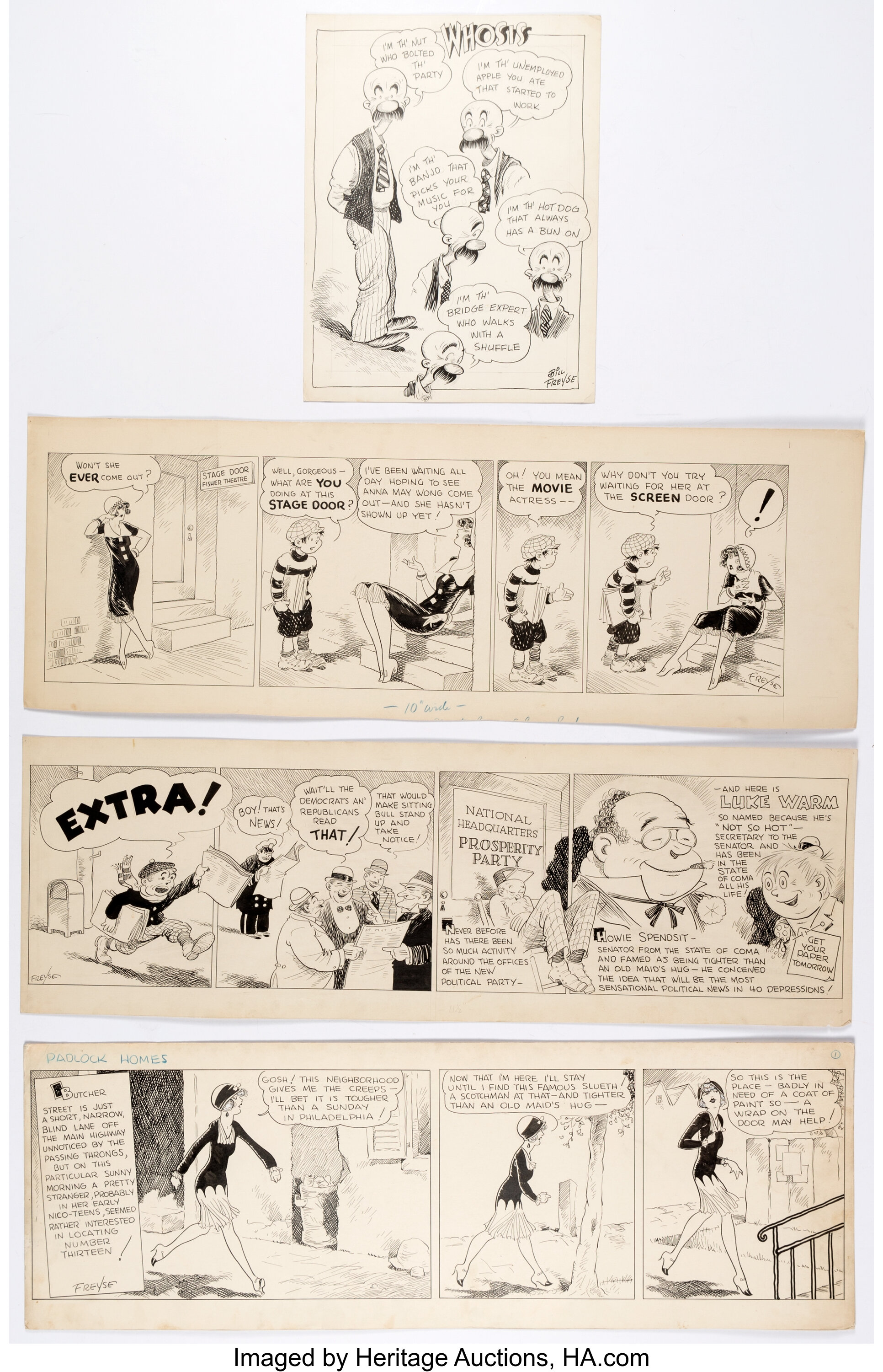 Bill Freyse Padlock Bones, Whosis, and Other Daily Comic-Strip | Lot ...