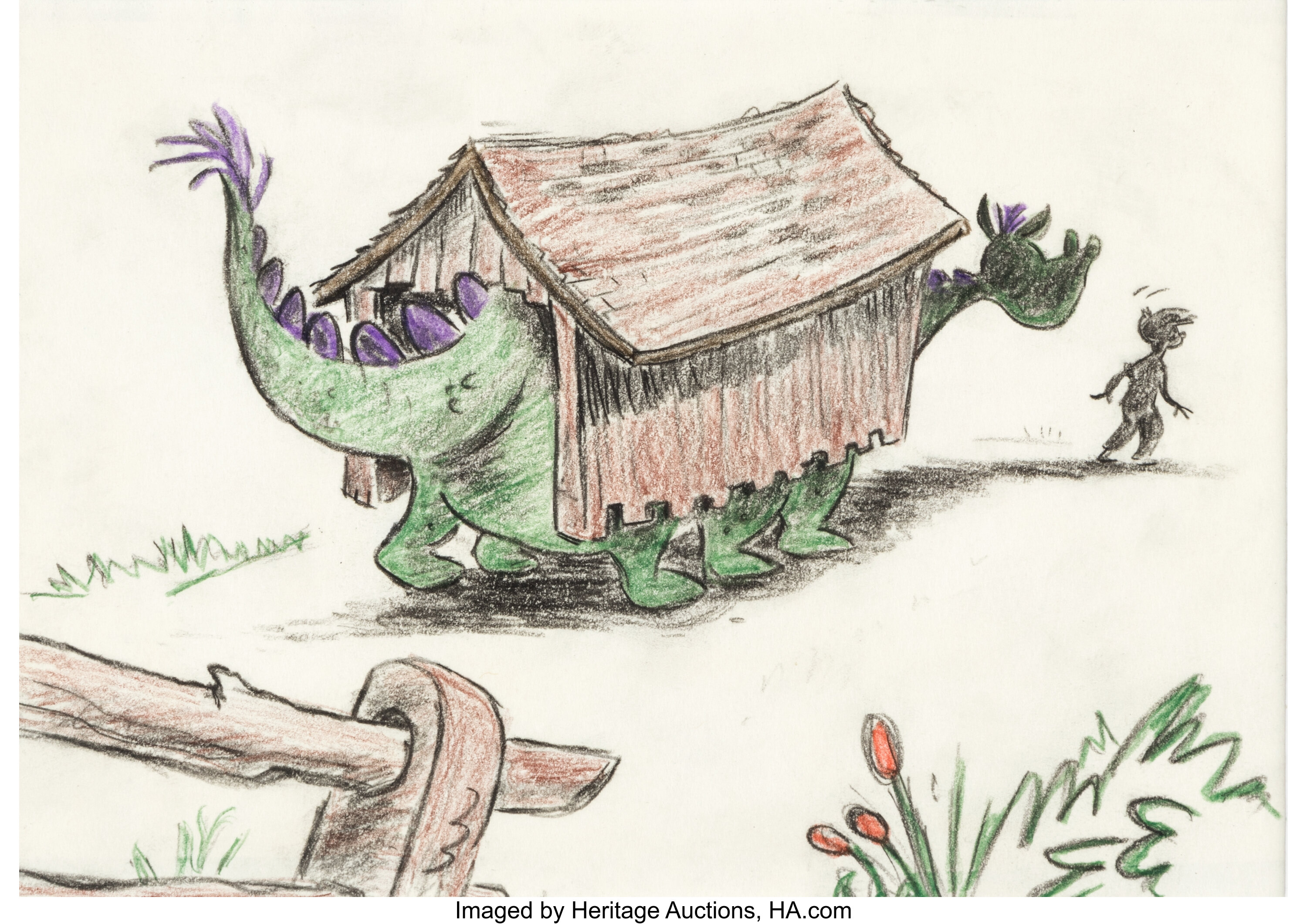 Pete's Dragon Elliott and Pete Storyboard Drawing by Ken Anderson | Lot ...
