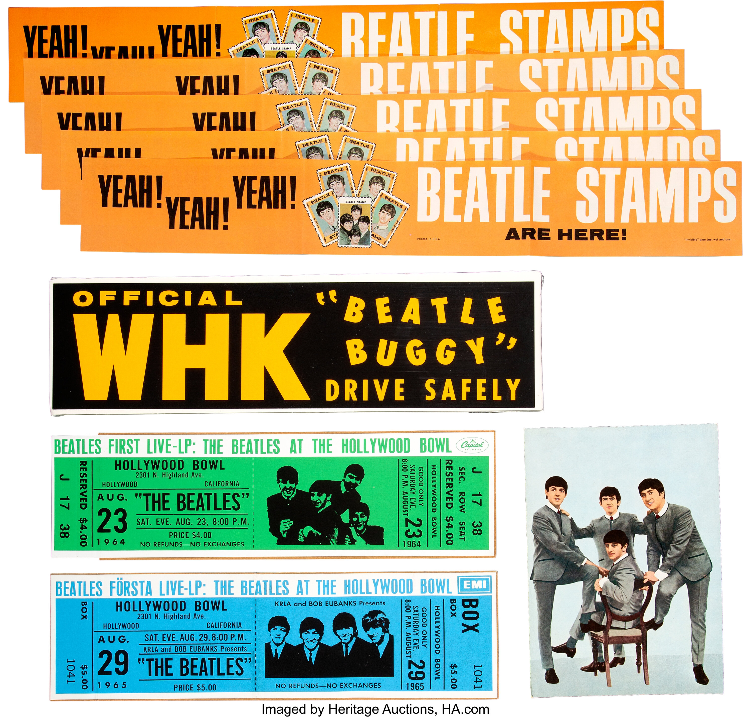 The Beatles Assortment Promo Banners, Bumper Stickers & German | Lot ...