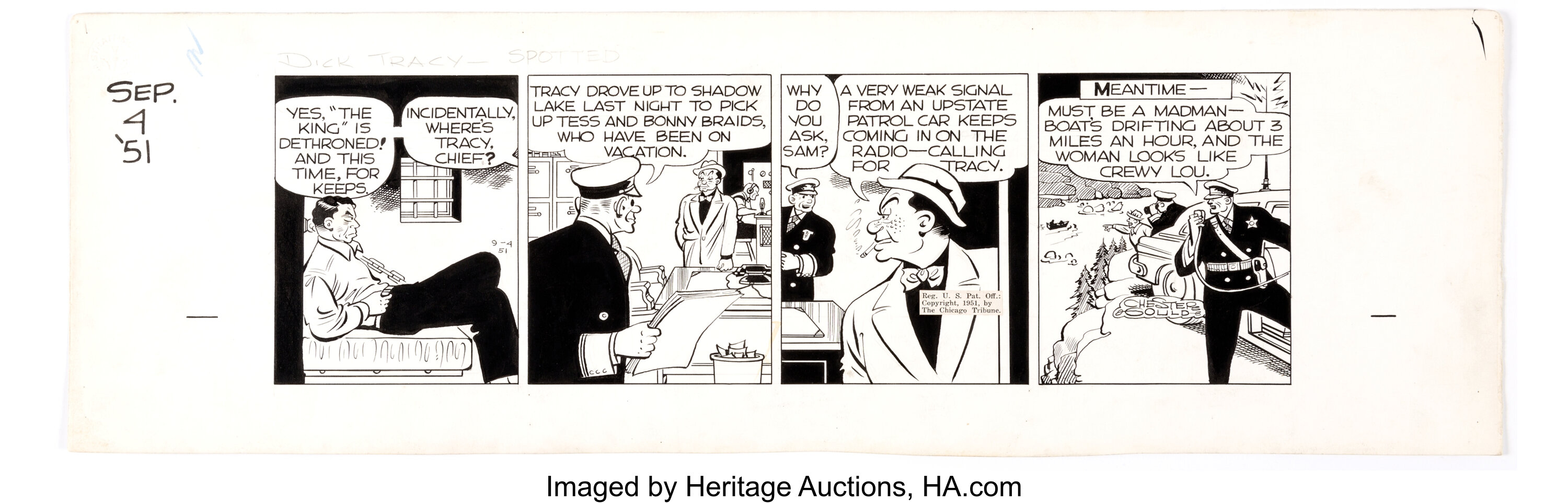 Chester Gould Dick Tracy Daily Comic Strip Original Art dated | Lot ...