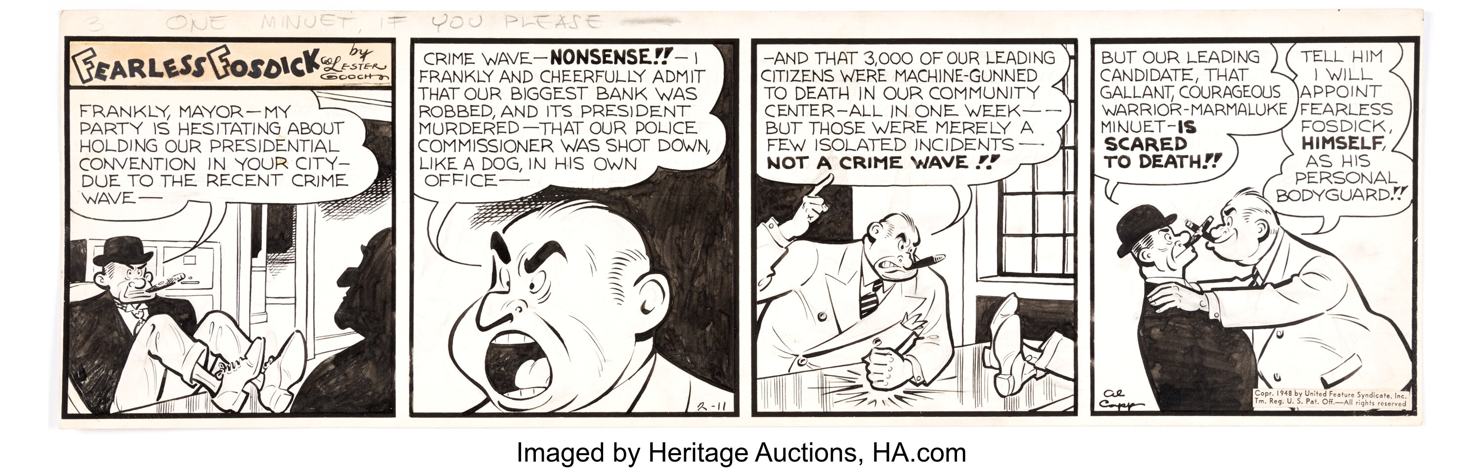 Al Capp Li L Abner Fearless Fosdick Daily Comic Strip Original Art