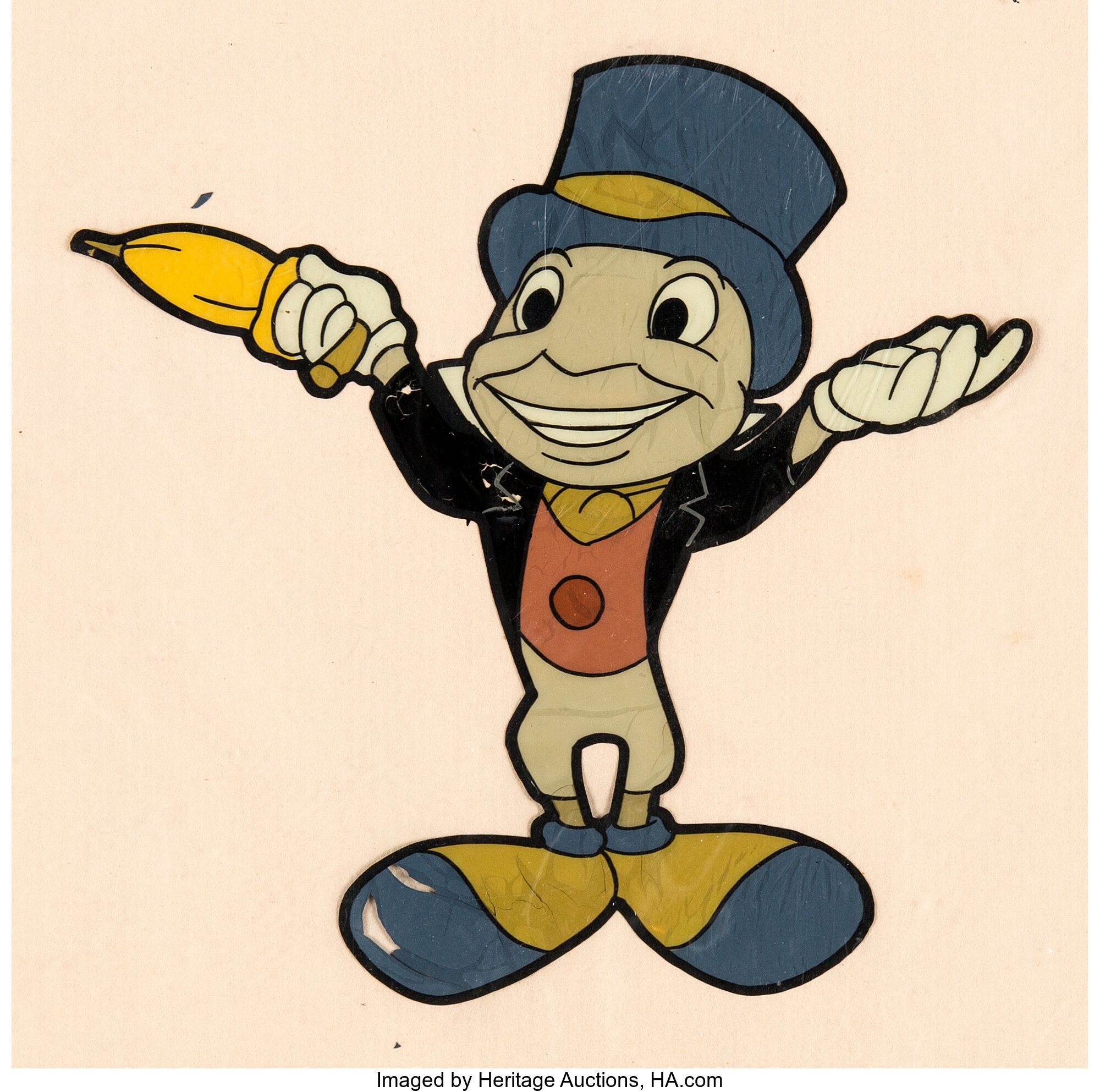 The Mickey Mouse Club Jiminy Cricket Production Cel Setup (Walt | Lot ...