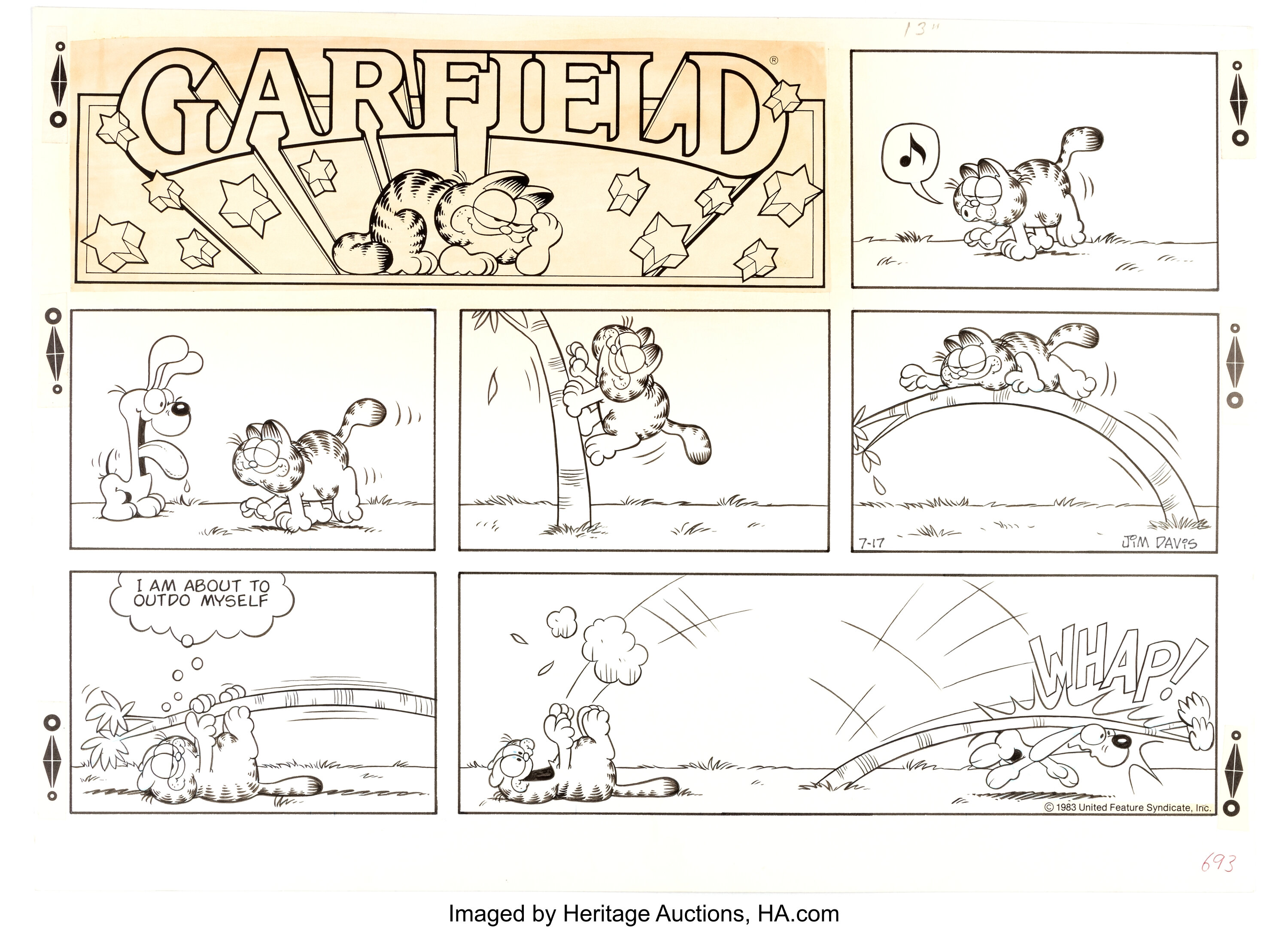 Jim Davis Garfield Sunday Comic Strip Original Art dated 7-17-83 | Lot ...