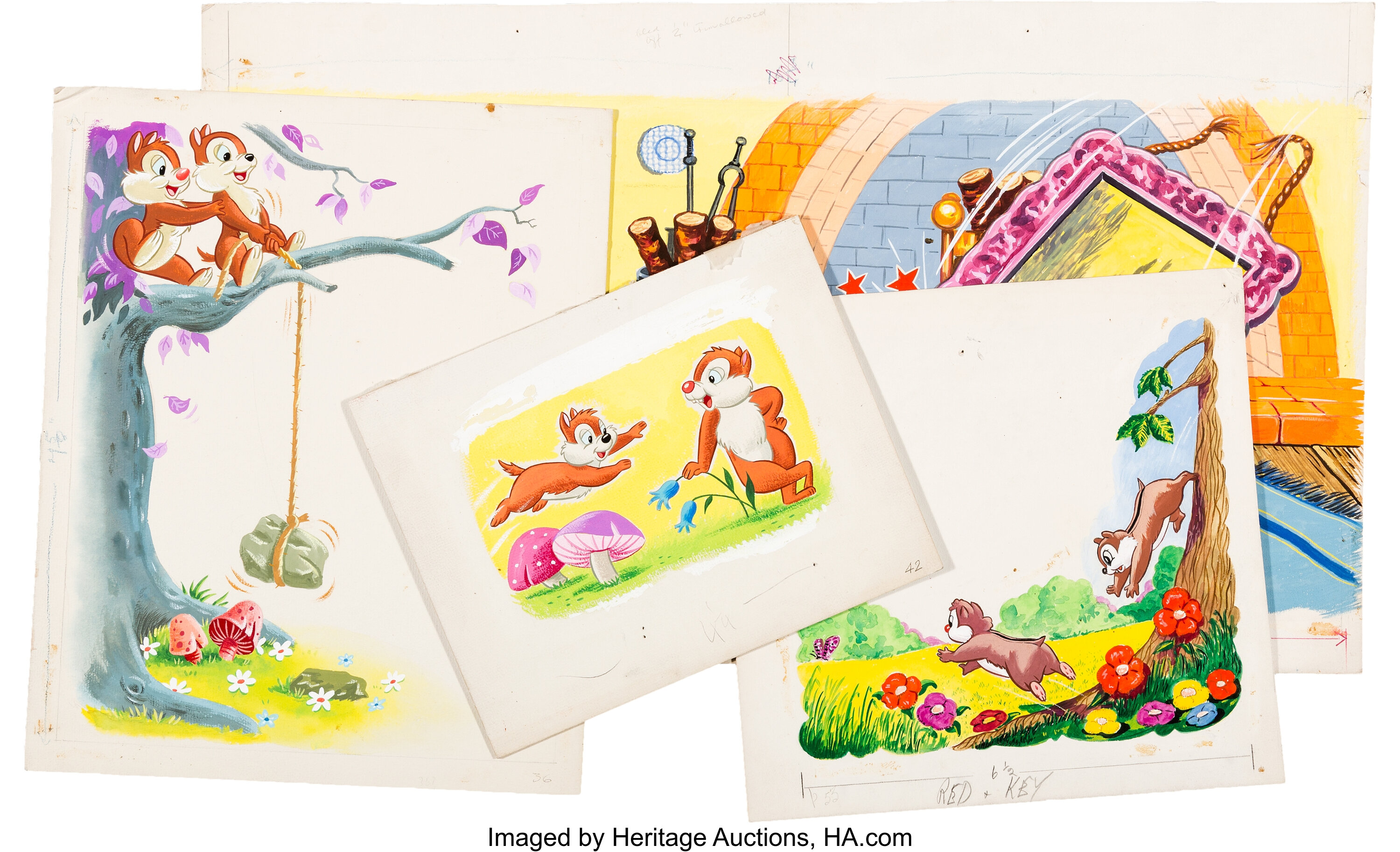 Mickey Mouse Annual Chip 'n' Dale Original Art Group of 4 (Walt | Lot ...