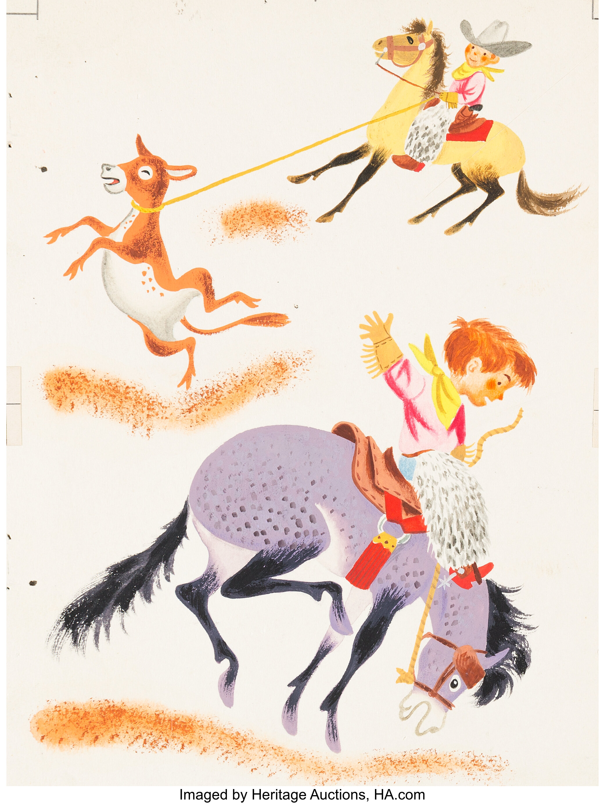 Brave Cowboy Bill Storybook Illustrations by Richard Scarry | Lot ...