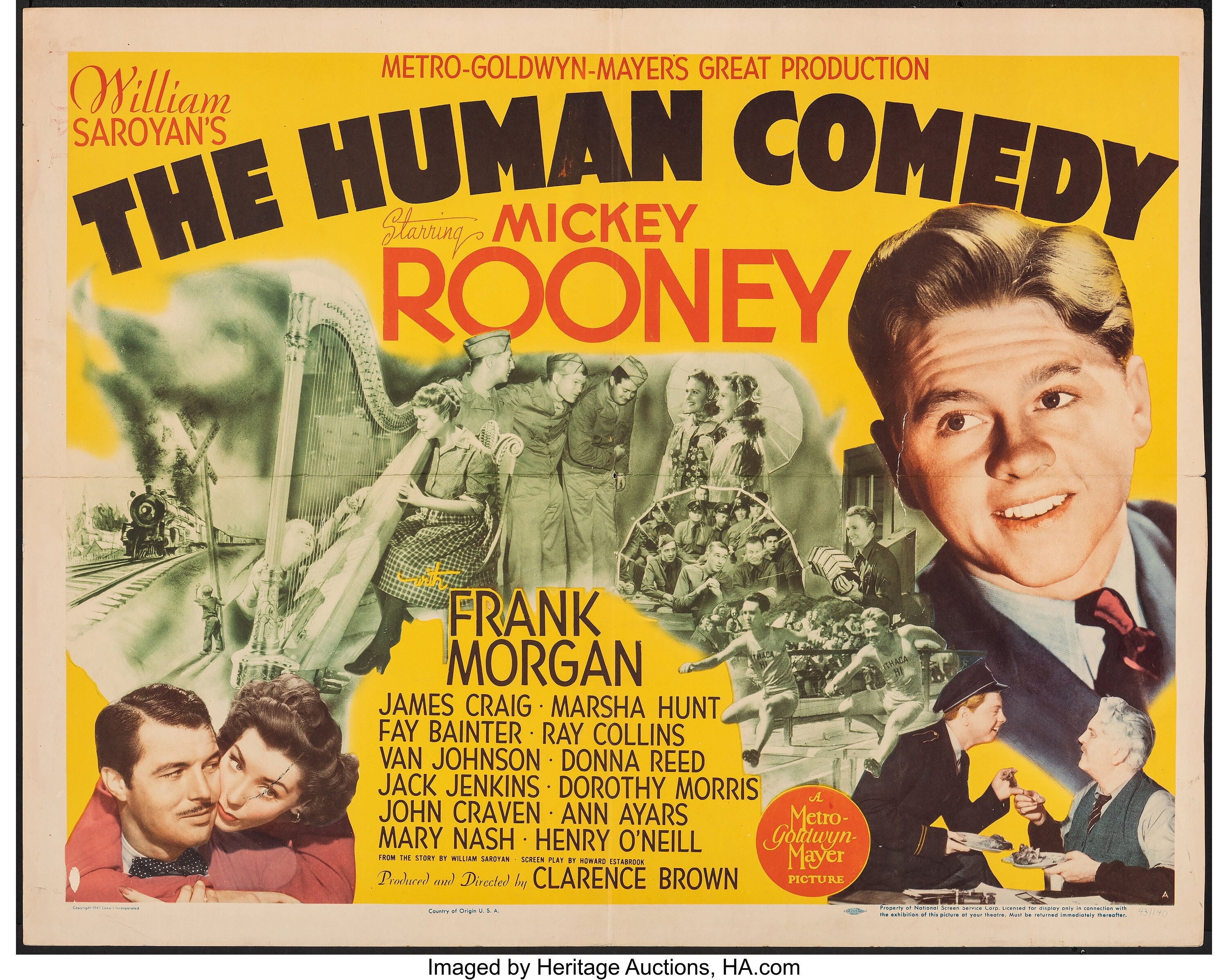 The Human Comedy (MGM, 1943). Folded, Fine+. Half Sheet (22" X 28 ...