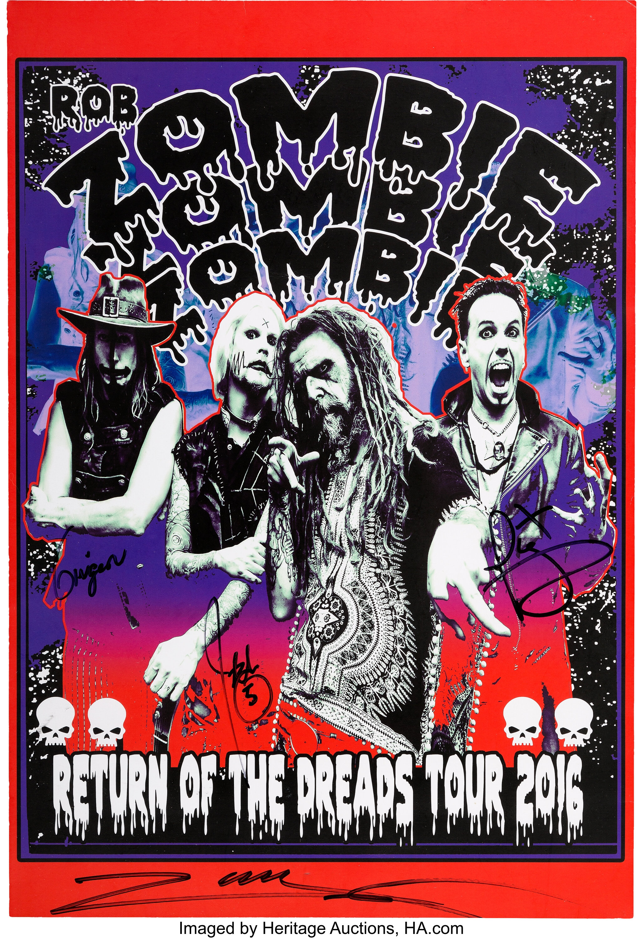 Rob Zombie Band Signed "Return of the Dreads" Tour Poster (2016). | Lot ...