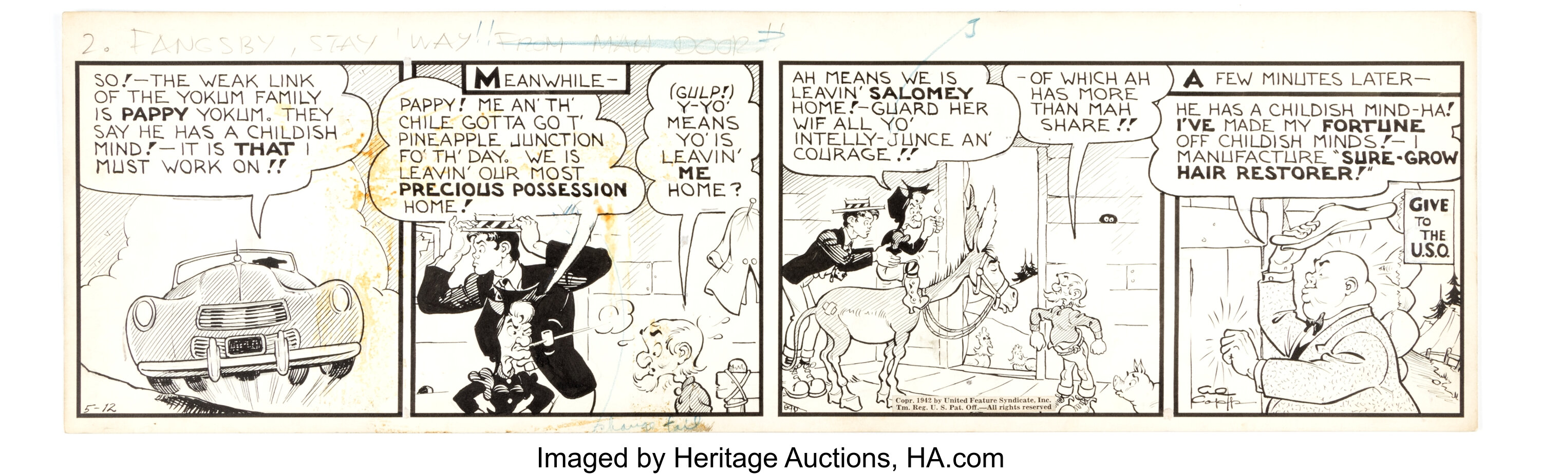 Al Capp Li'l Abner Daily Comic Strip Original Art dated 5-12-42 | Lot ...