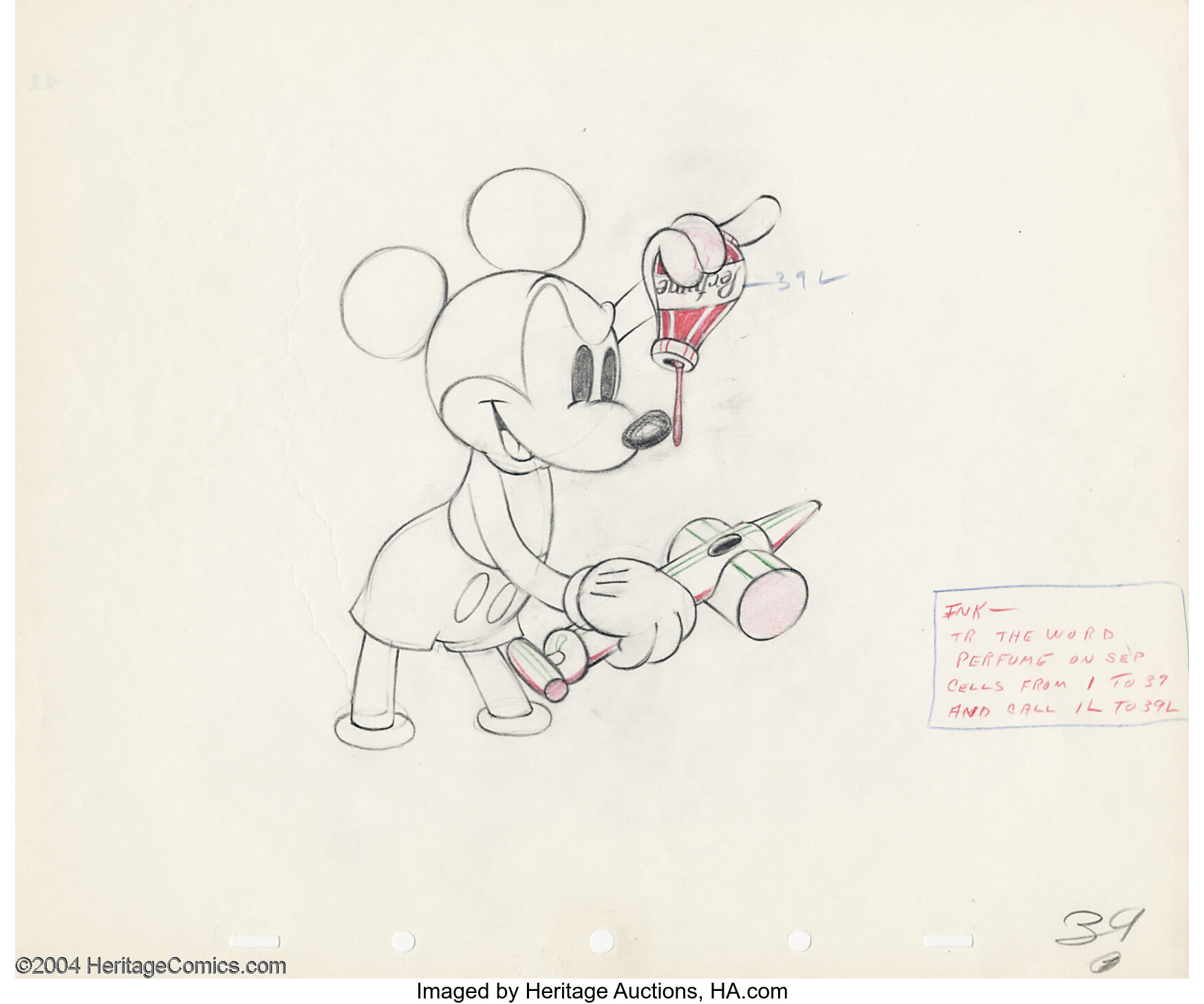 Walt Disney Studio - MIckey Mouse Animation Sketch Original Art | Lot ...