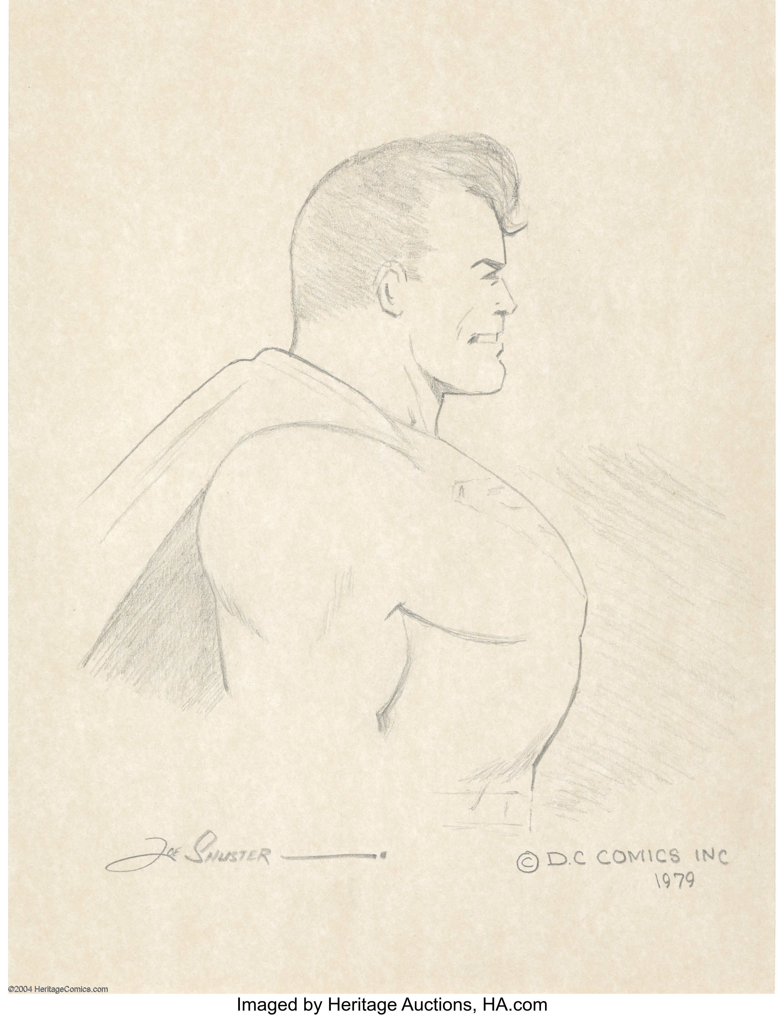 Joe Shuster - Superman Sketch Original Art (1979). Joe Shuster draws ...
