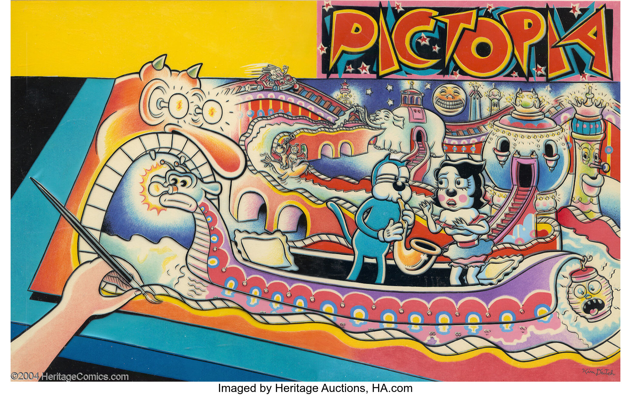 Kim Deitch - Pictopia #2 Cover Separation Art (Fantagraphics, 1992 ...