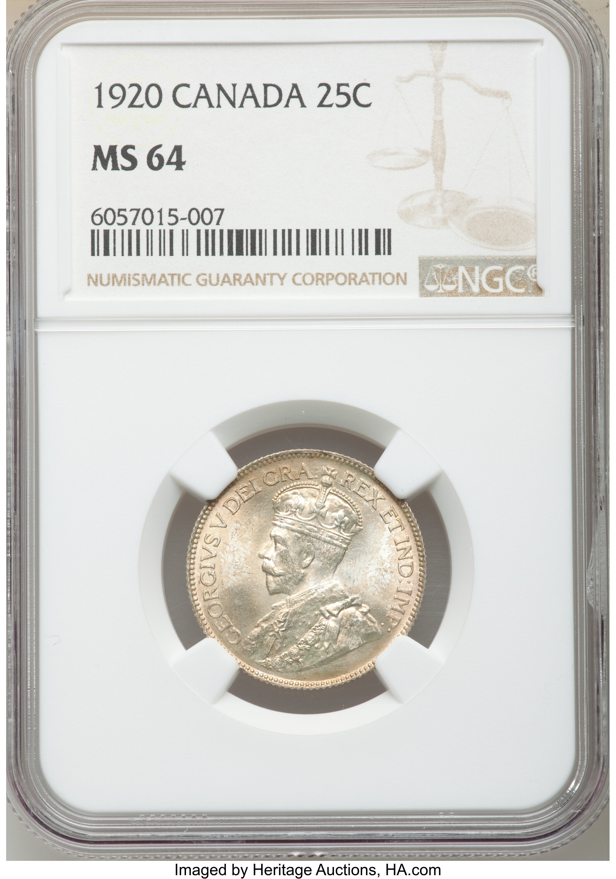 Canada: George V 25 Cents 1920 MS64 NGC,... Canada | Lot #99081 ...