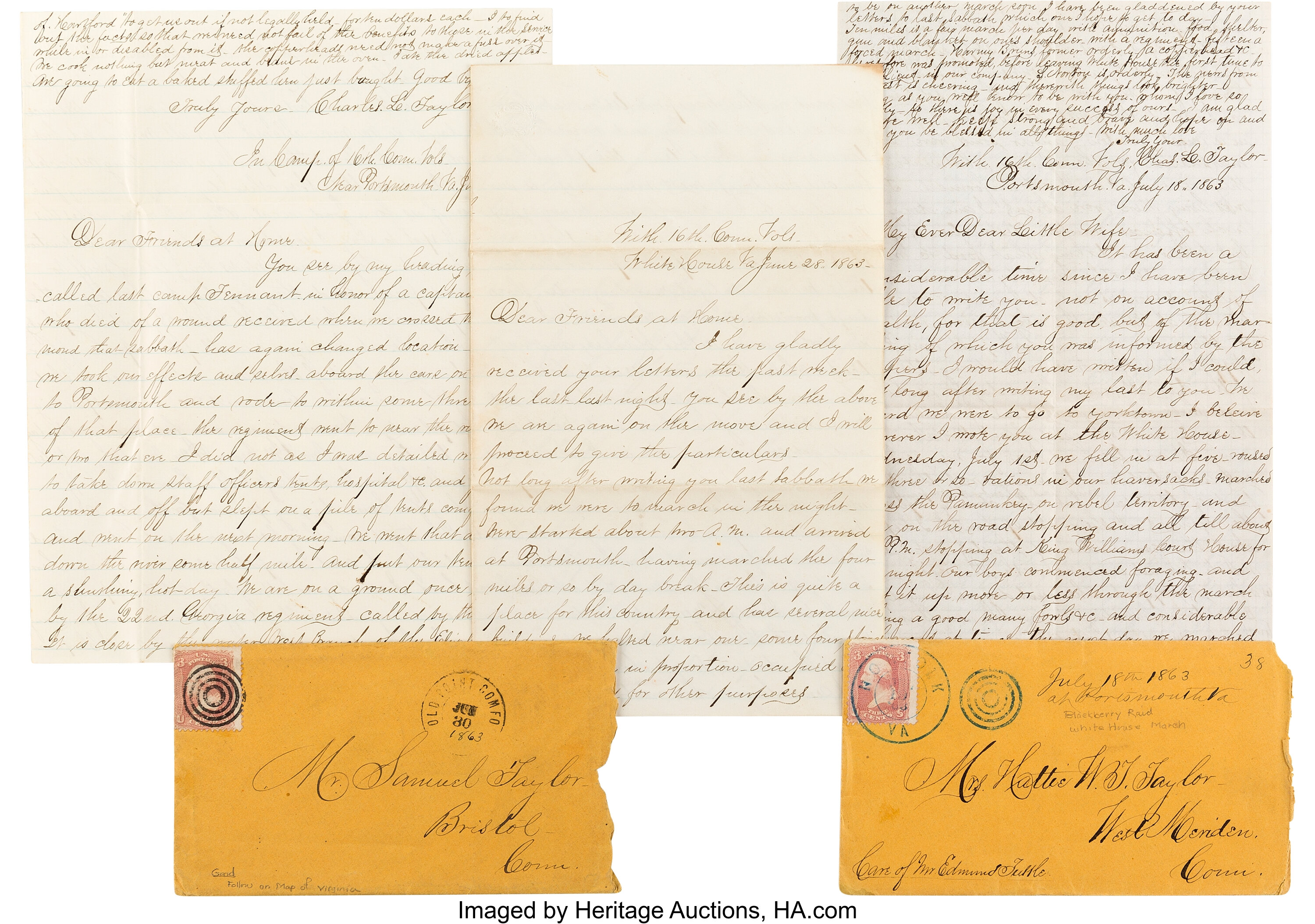 Group of Three Charles L. Taylor Autograph Letters Signed with | Lot ...