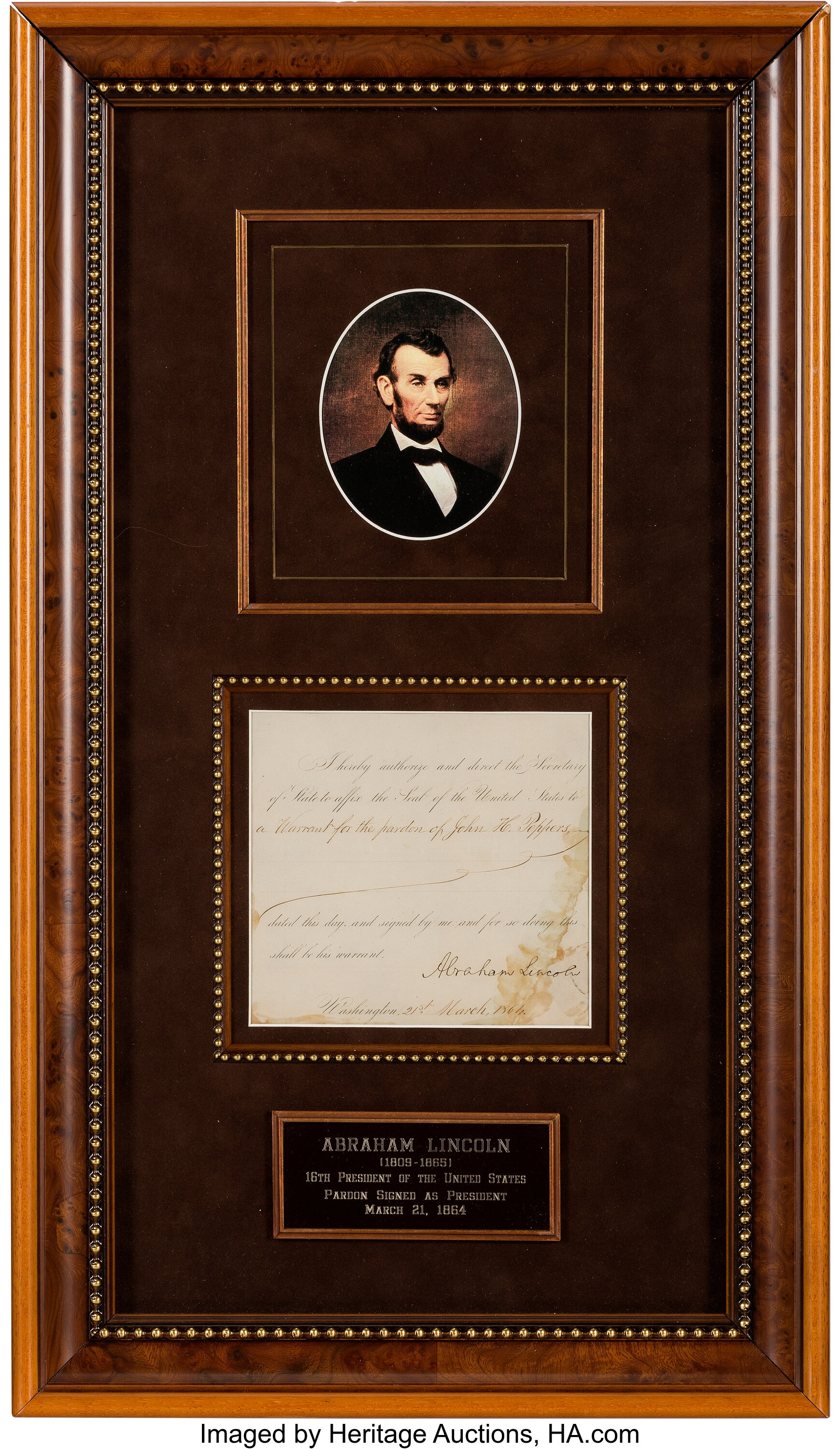 Abraham Lincoln Signed Document. ... Autographs U.S. Presidents | Lot ...
