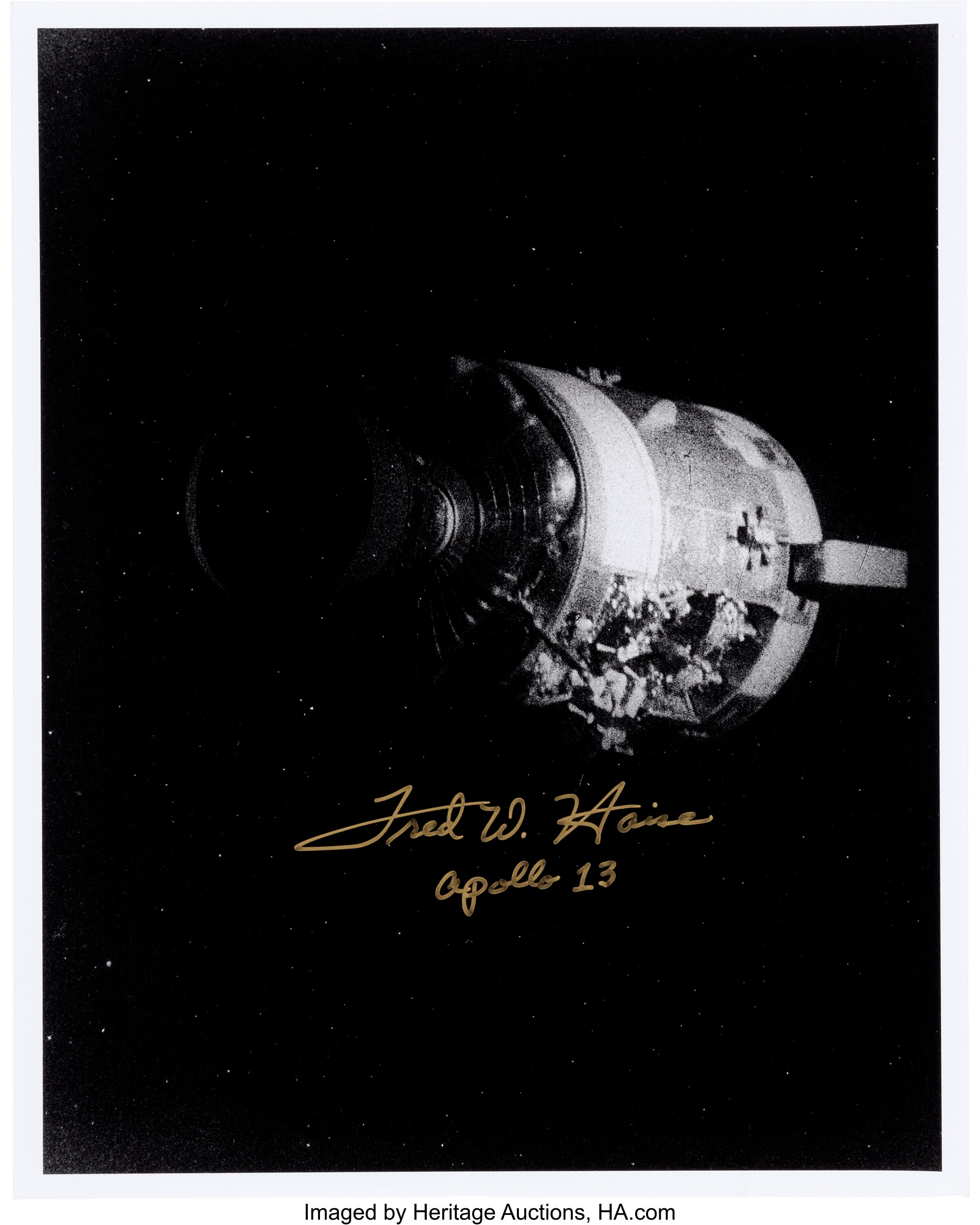 Fred Haise Signed Apollo 13 Damaged Service Module Photo. ... Space ...