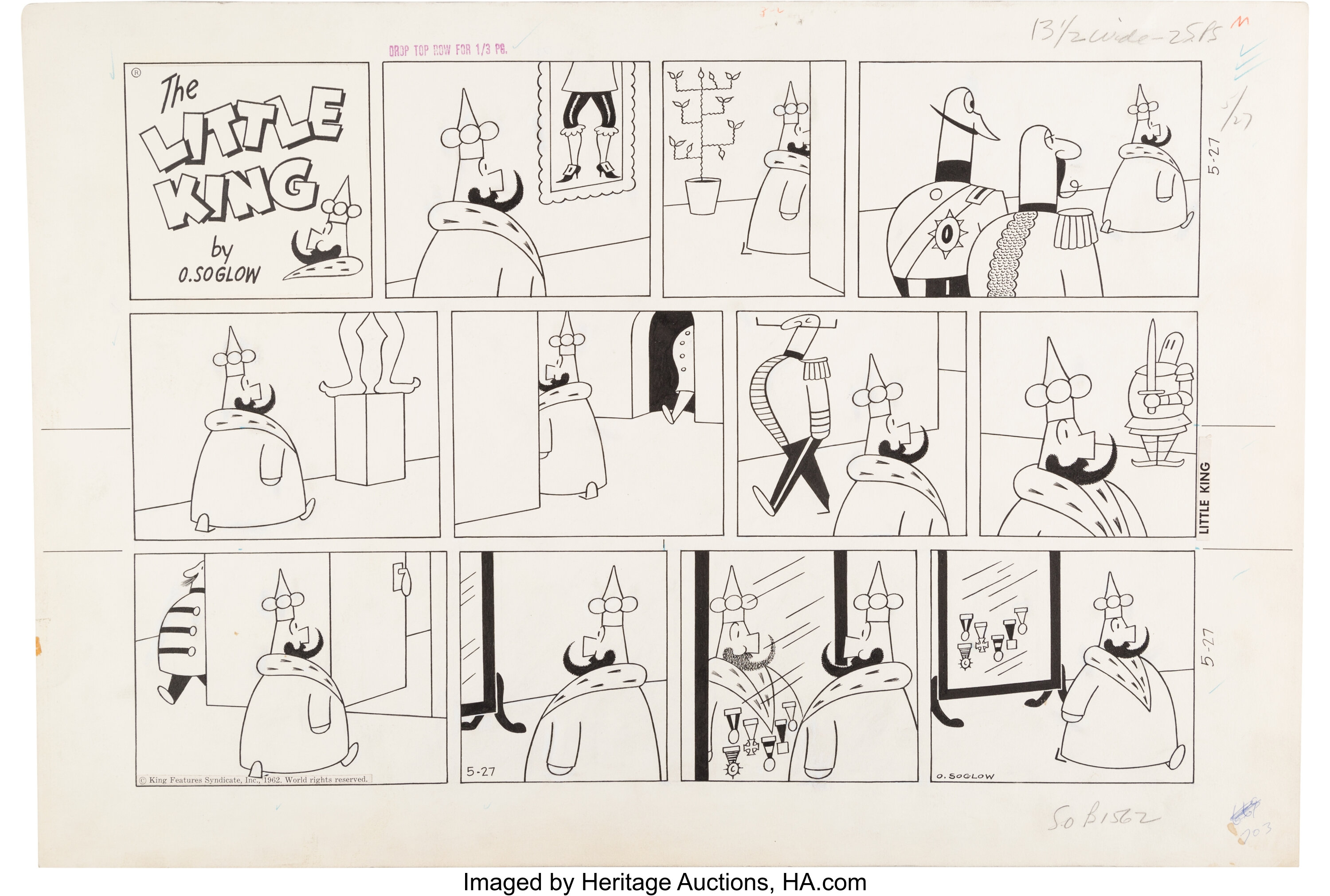 Otto Soglow The Little King Sunday Comic Strip Original Art dated | Lot ...