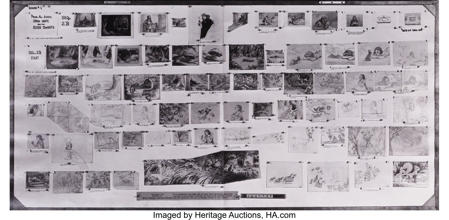 (18) Disney studio photostats of the complete storyboard layout for ...