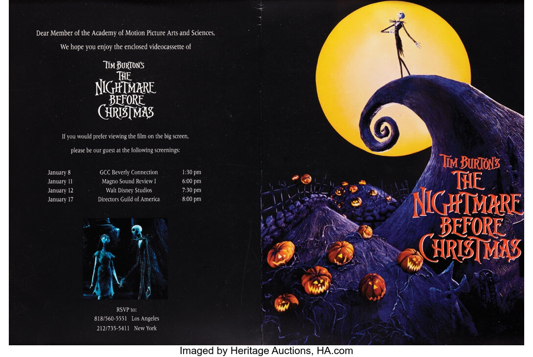 Framed The Nightmare Before Christmas program signed by Tim Burton ...