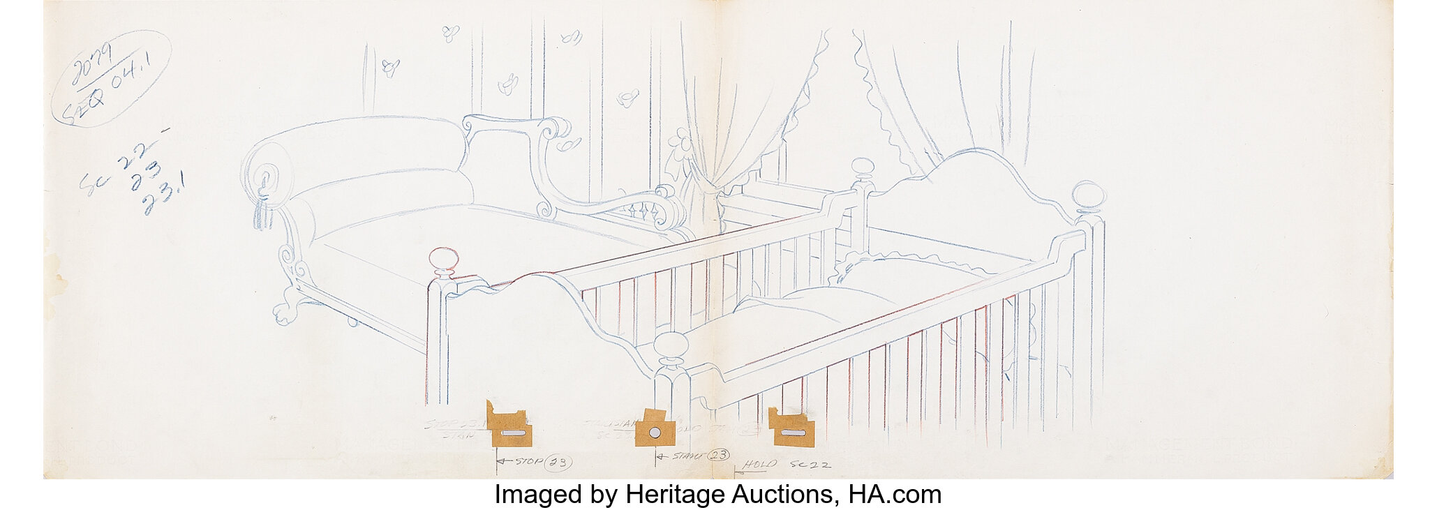 Original production layout drawing from Lady and the Tramp. ... | Lot ...