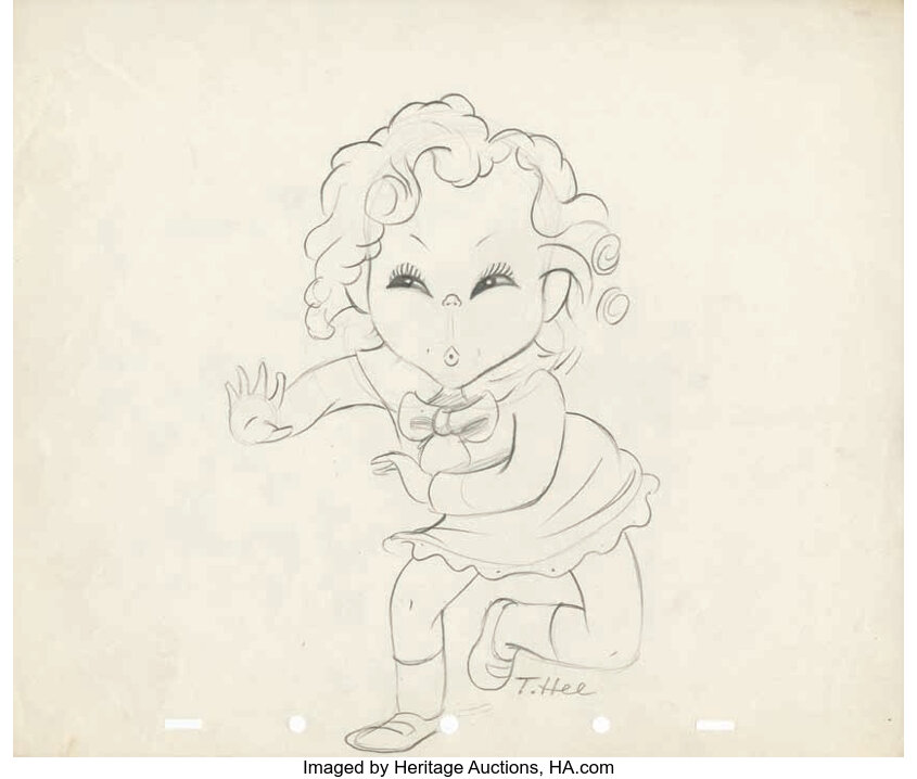 T. Hee original Model drawing of "Shirley Temple". ... Animation Art ...