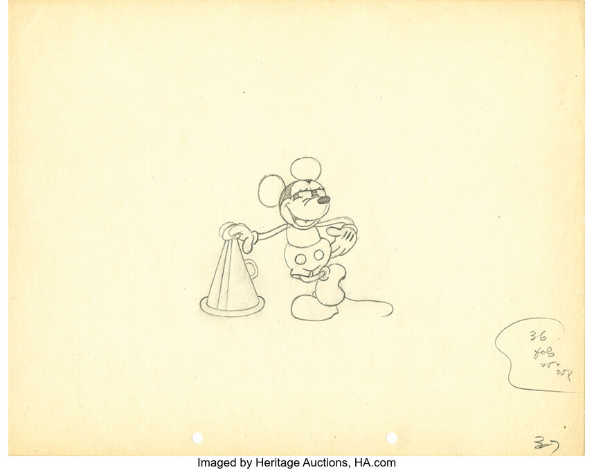 Original production drawing of a pie-eyed "Mickey Mouse" from an | Lot ...