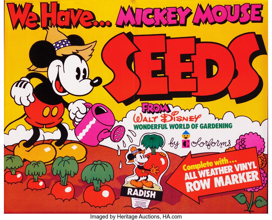 Vintage "Mickey Mouse" seeds advertising poster. ... Animation Art ...