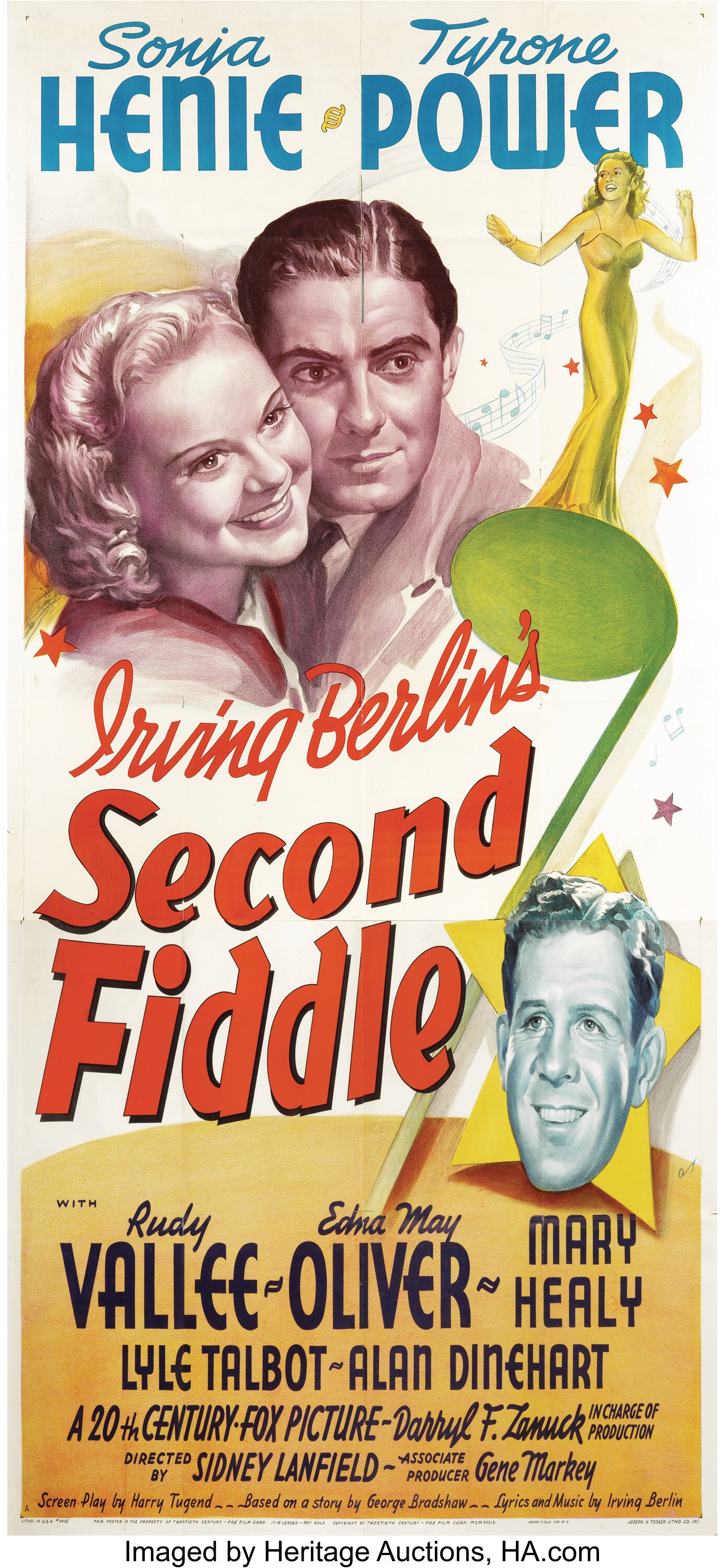 Second Fiddle stone lithograph 3-sheet poster.... Movie/TV | Lot #1098 ...