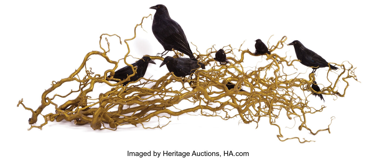 Tigris" gold branch and crow display from her shop in The Hunger | Lot ...