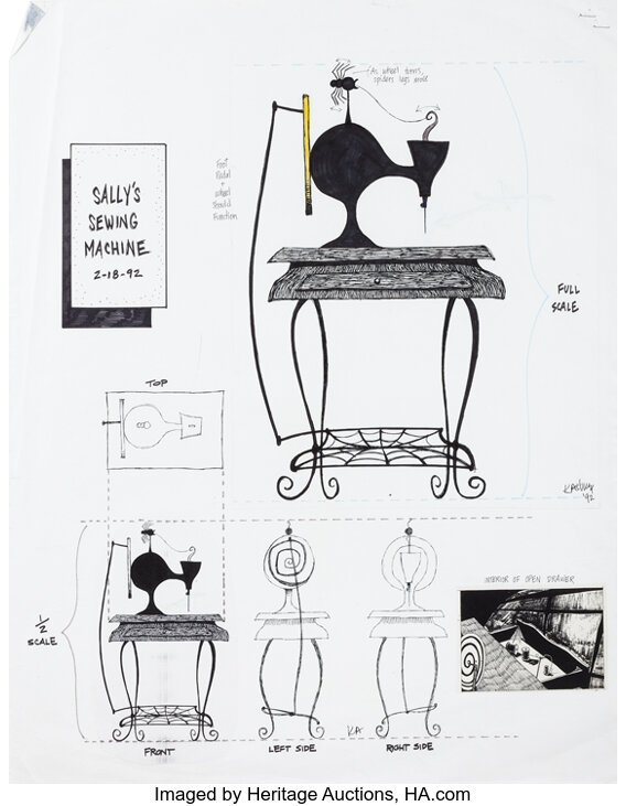 Sally's sewing machine concept sketch from The Nightmare Before | Lot ...