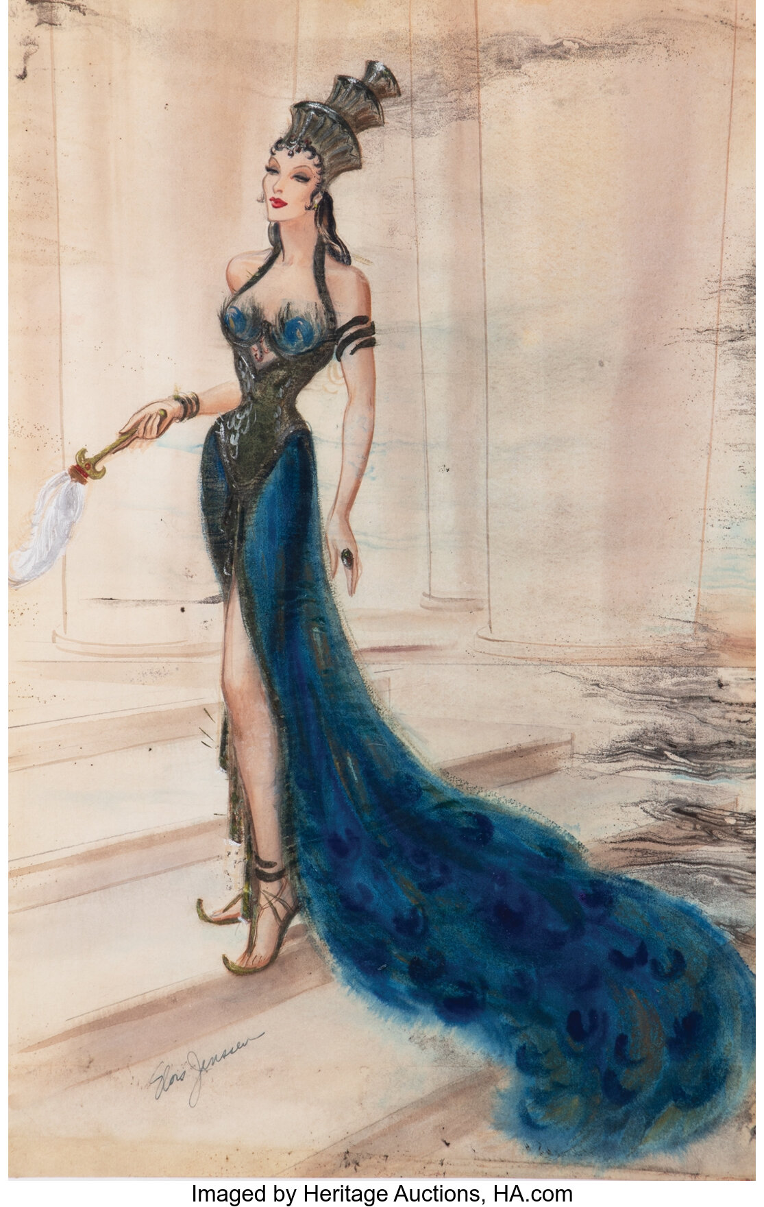 Hedy Lemarr "Delilah" costume sketch for Samson and Delilah.... | Lot ...