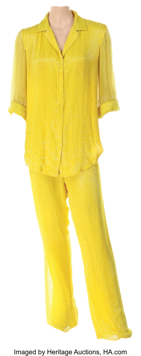 Liza Minnelli sheer bright yellow beaded ensemble by Halston.... | Lot ...