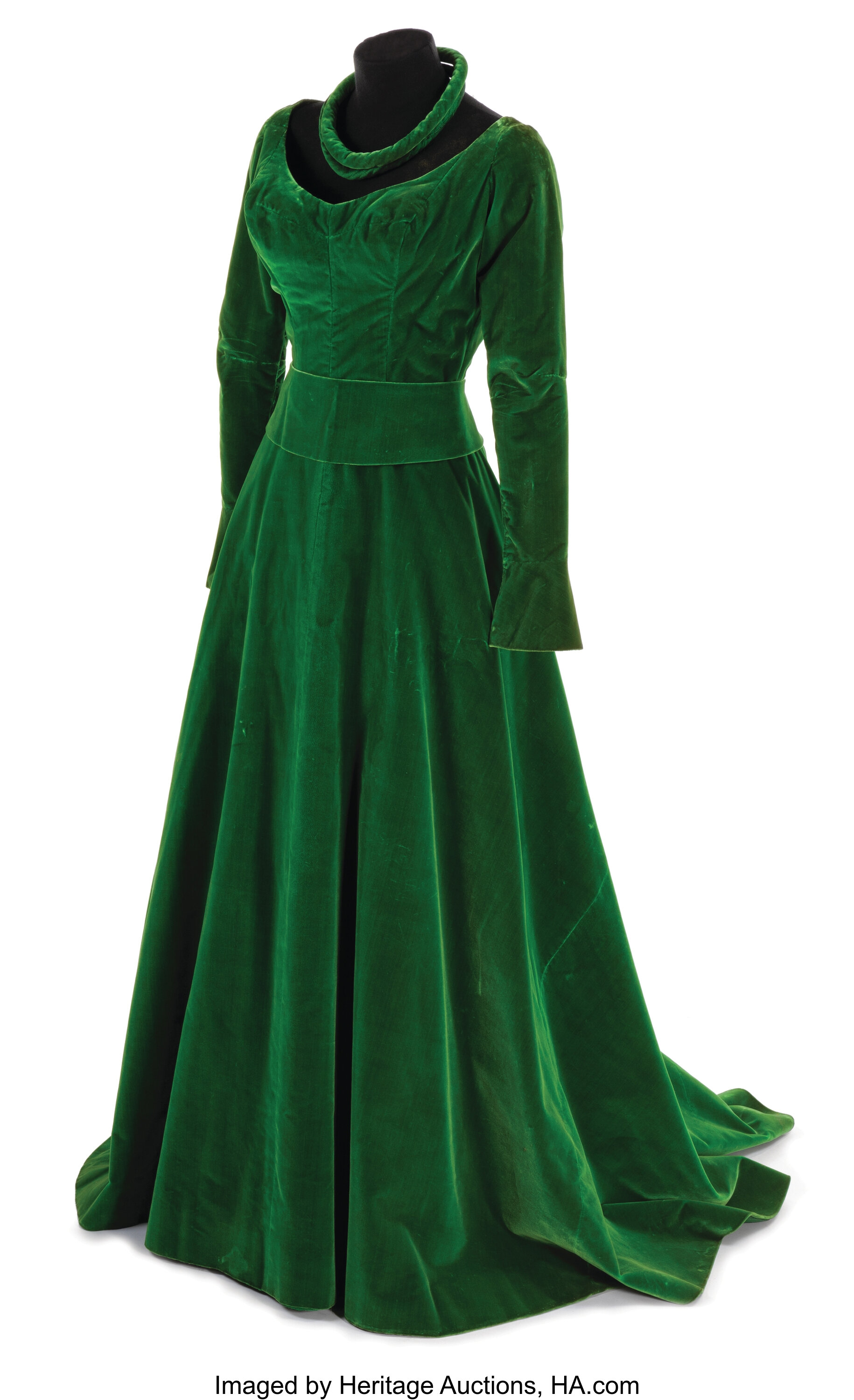 Group of (7) shades of green Medieval period dresses from Paramount ...