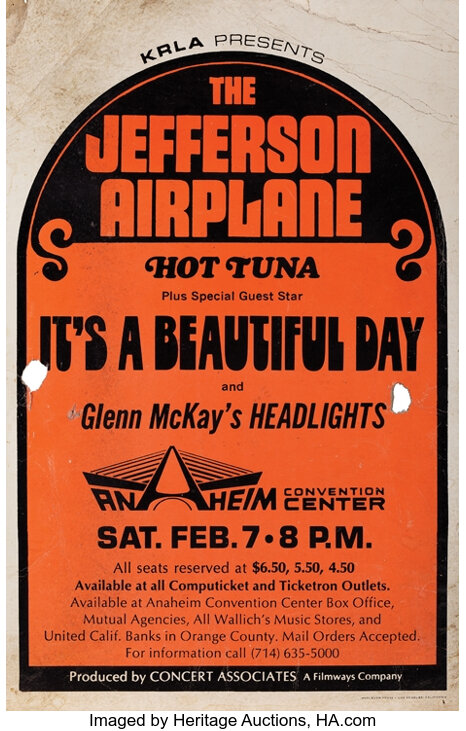 1970's Jefferson Airplane concert poster. ... Movie/TV Memorabilia ...